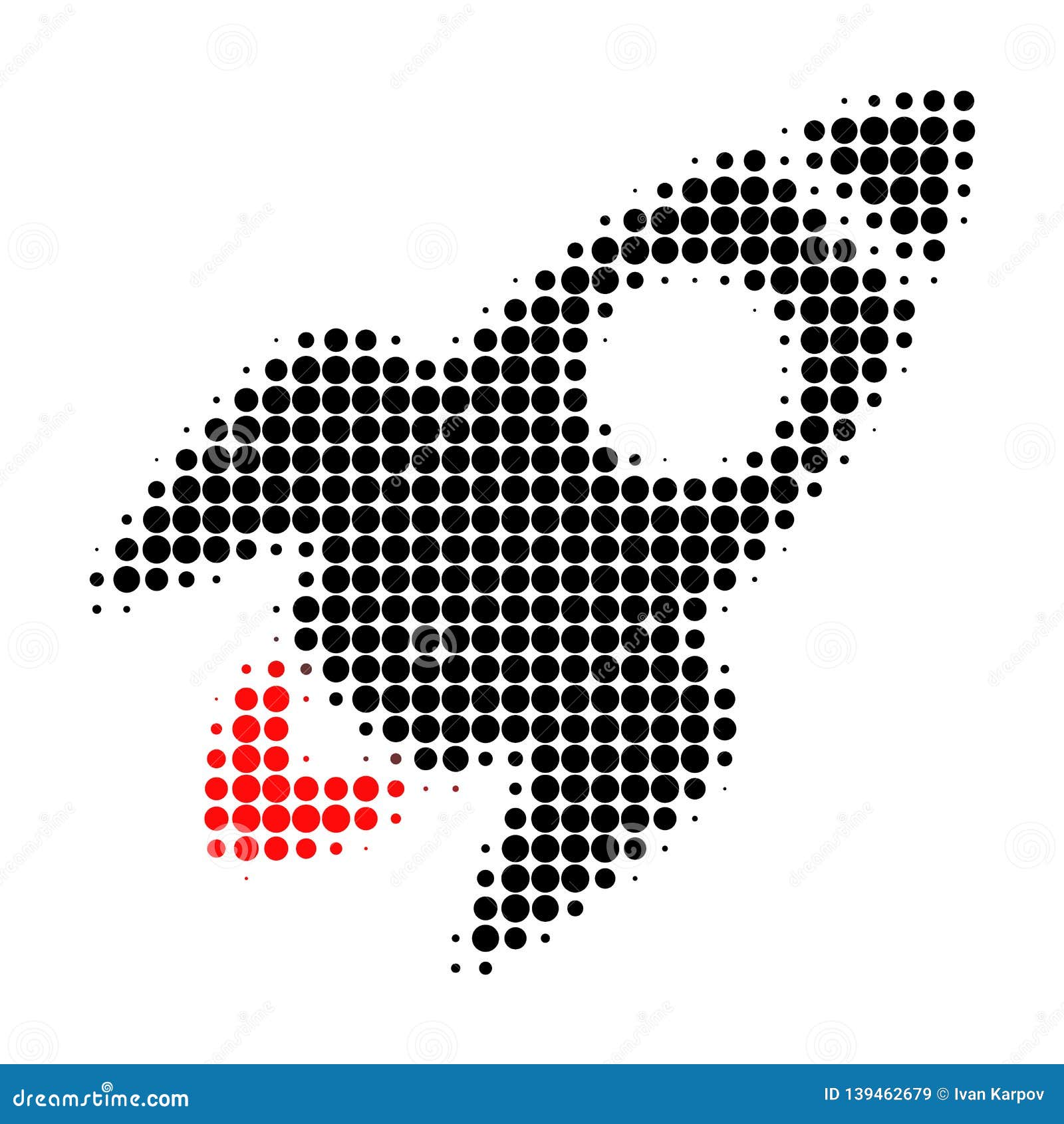 Rocket Flight Halftone Dotted Icon Stock Vector - Illustration of ...