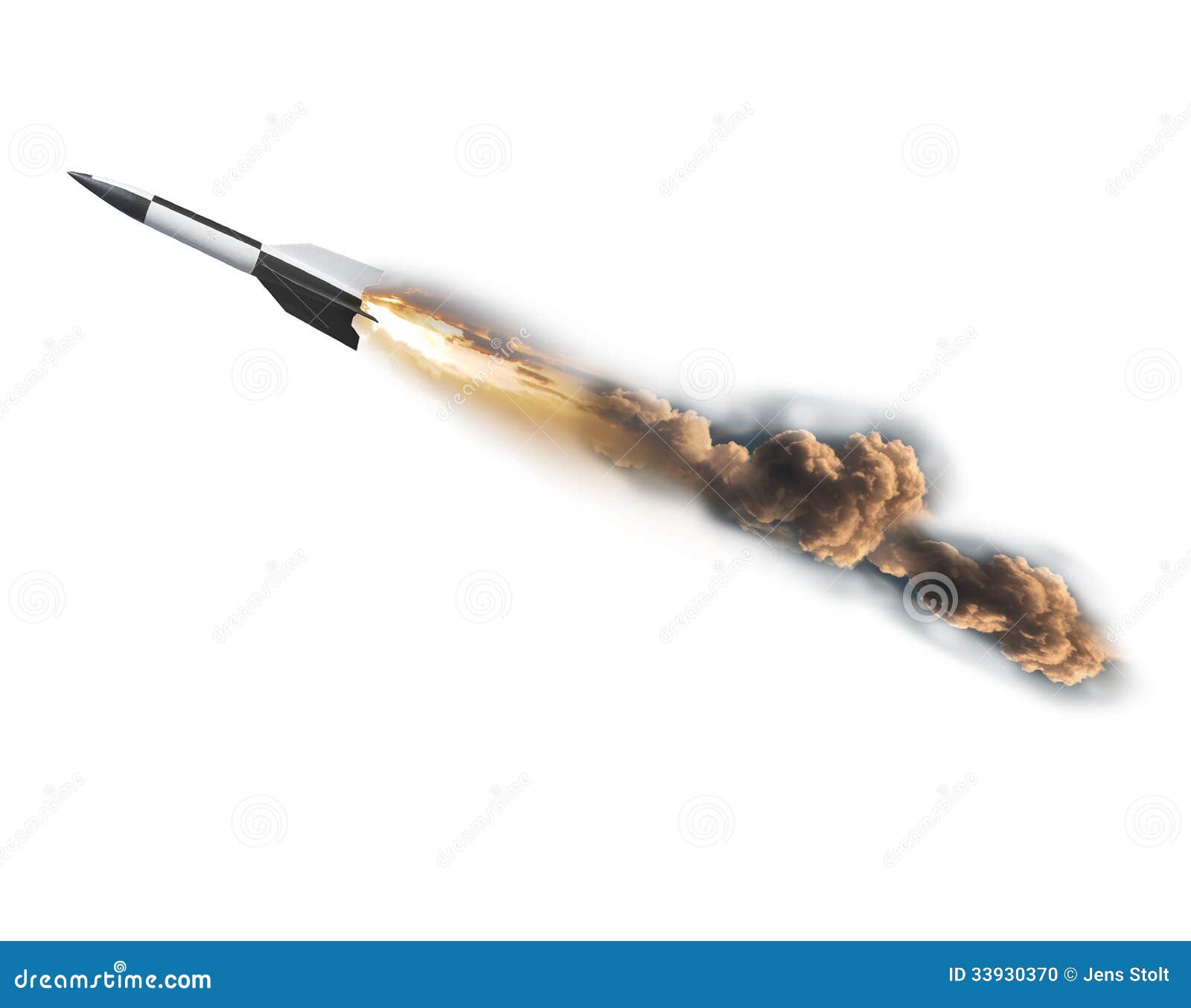 Rocket in flight stock photo. Image of explosives, system - 33930370