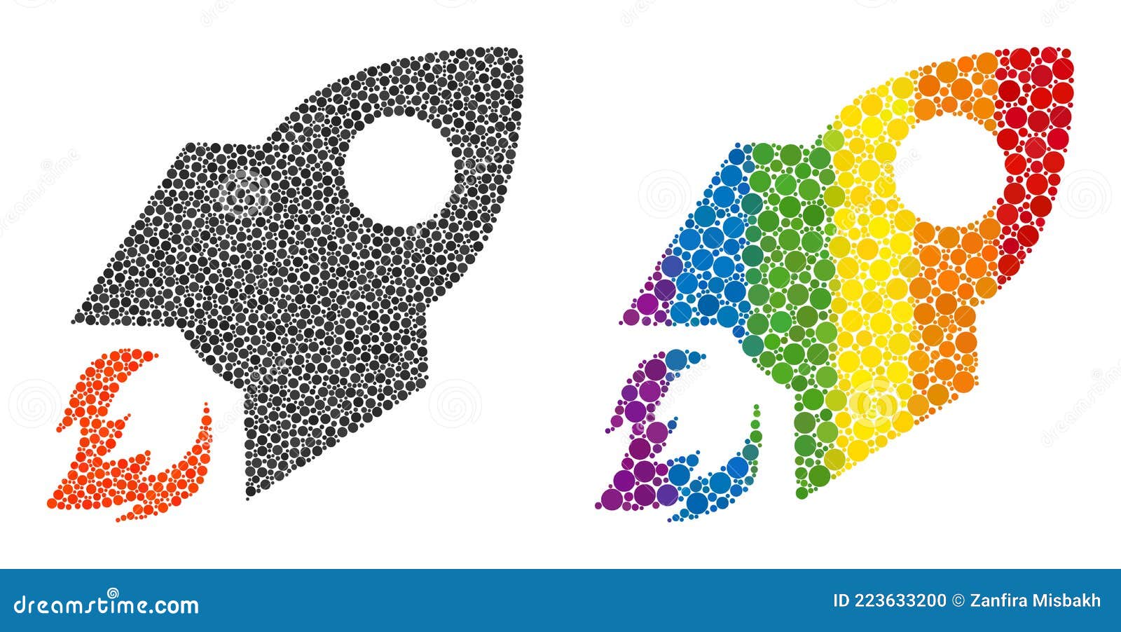 Dot Rocket Flight Collage Icon of Bright Round Dots Stock Vector ...