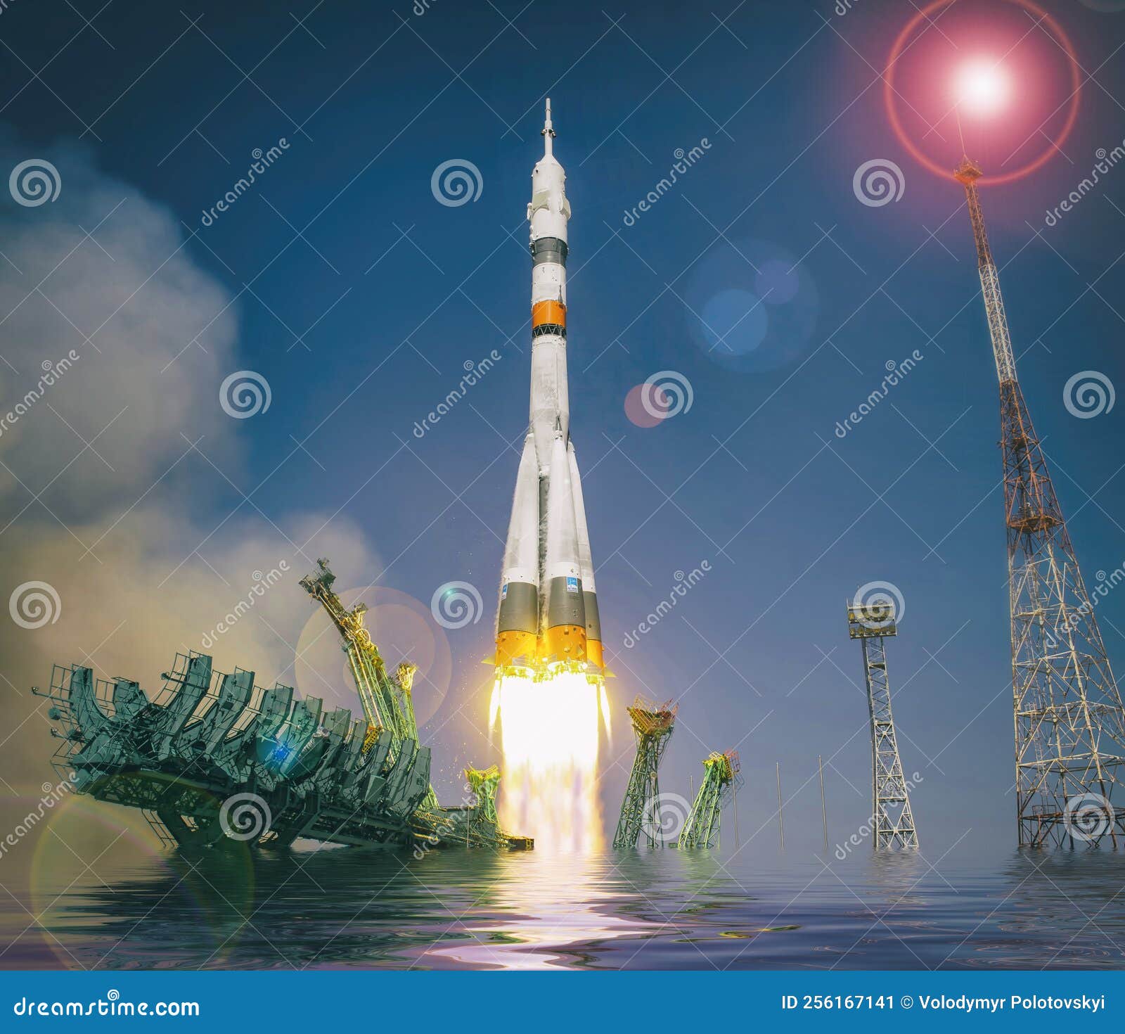 Rocket on the Floating Launching ConstructionThe Elements of this Image ...