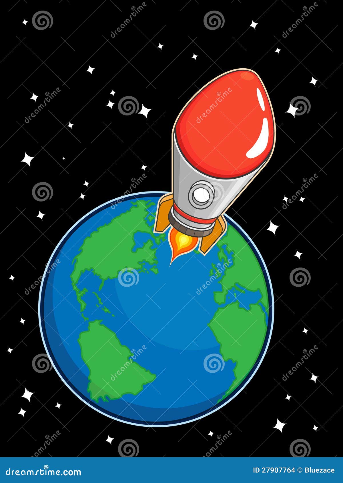Rocket Fly from Earth stock vector. Illustration of rocket - 27907764