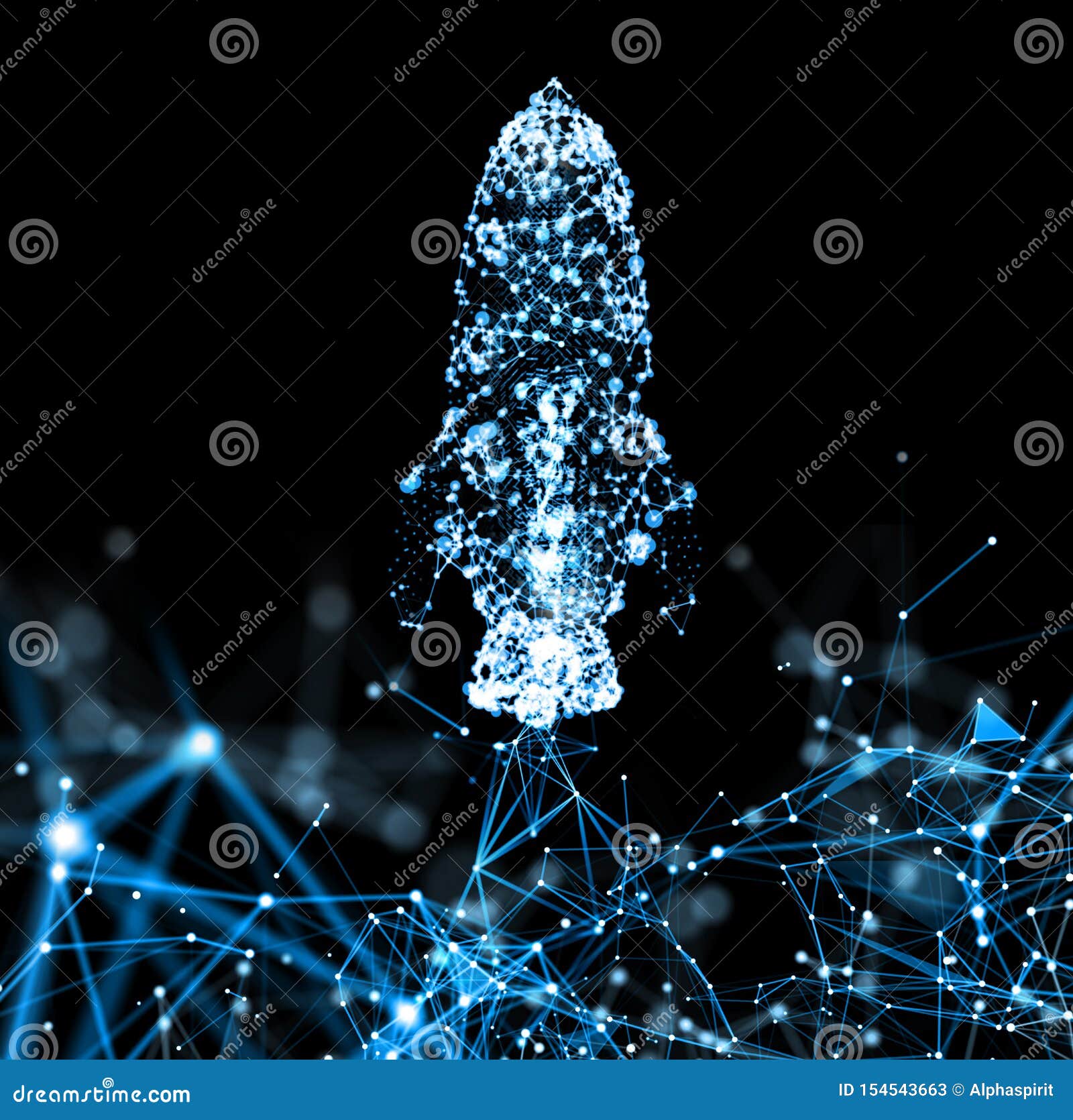 Rocket Fly Fast with Internet Connection Network. Concept of Fast ...