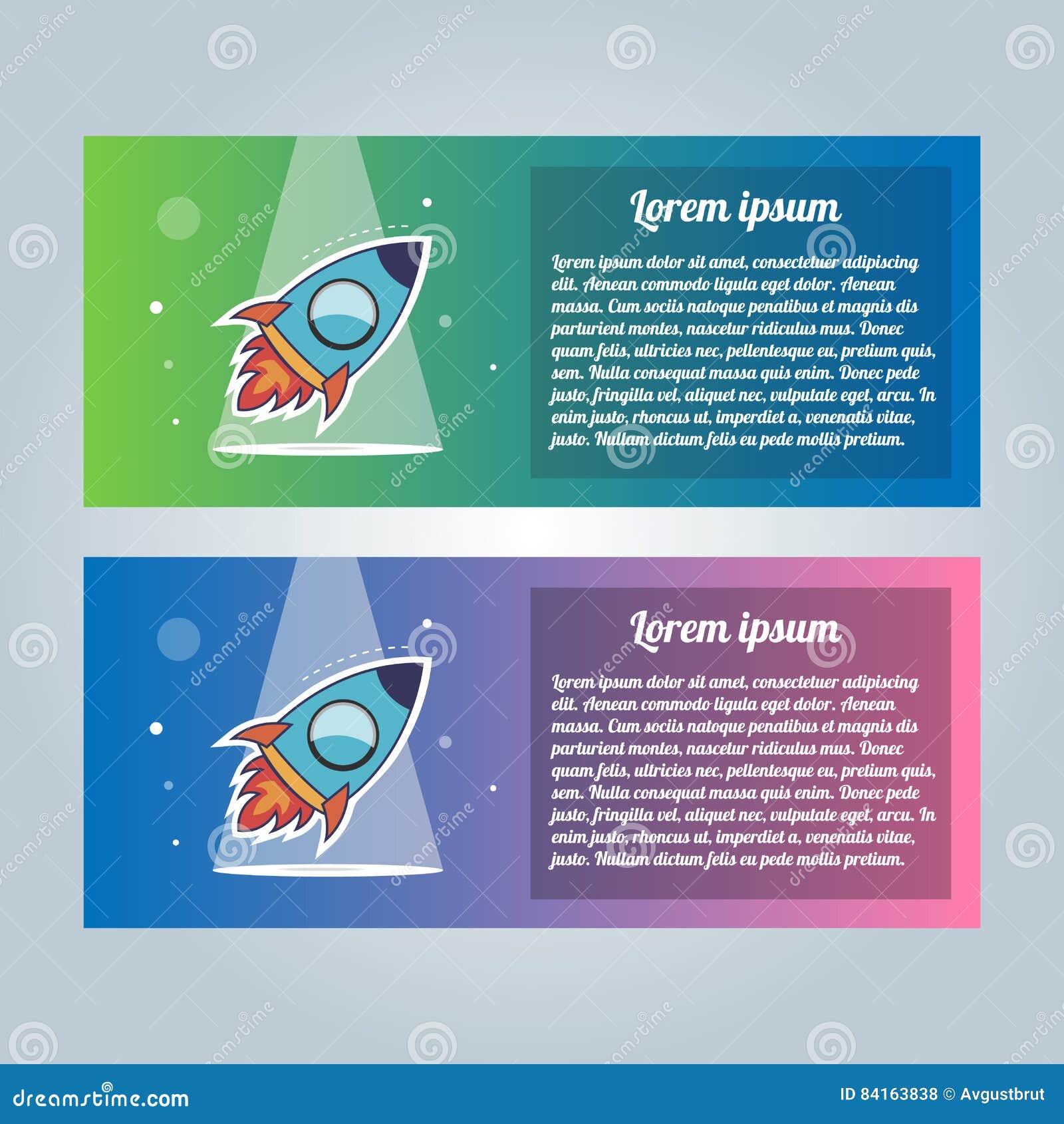 Rocket Flyer Set. Vector Illustration on a White Background. Collection ...