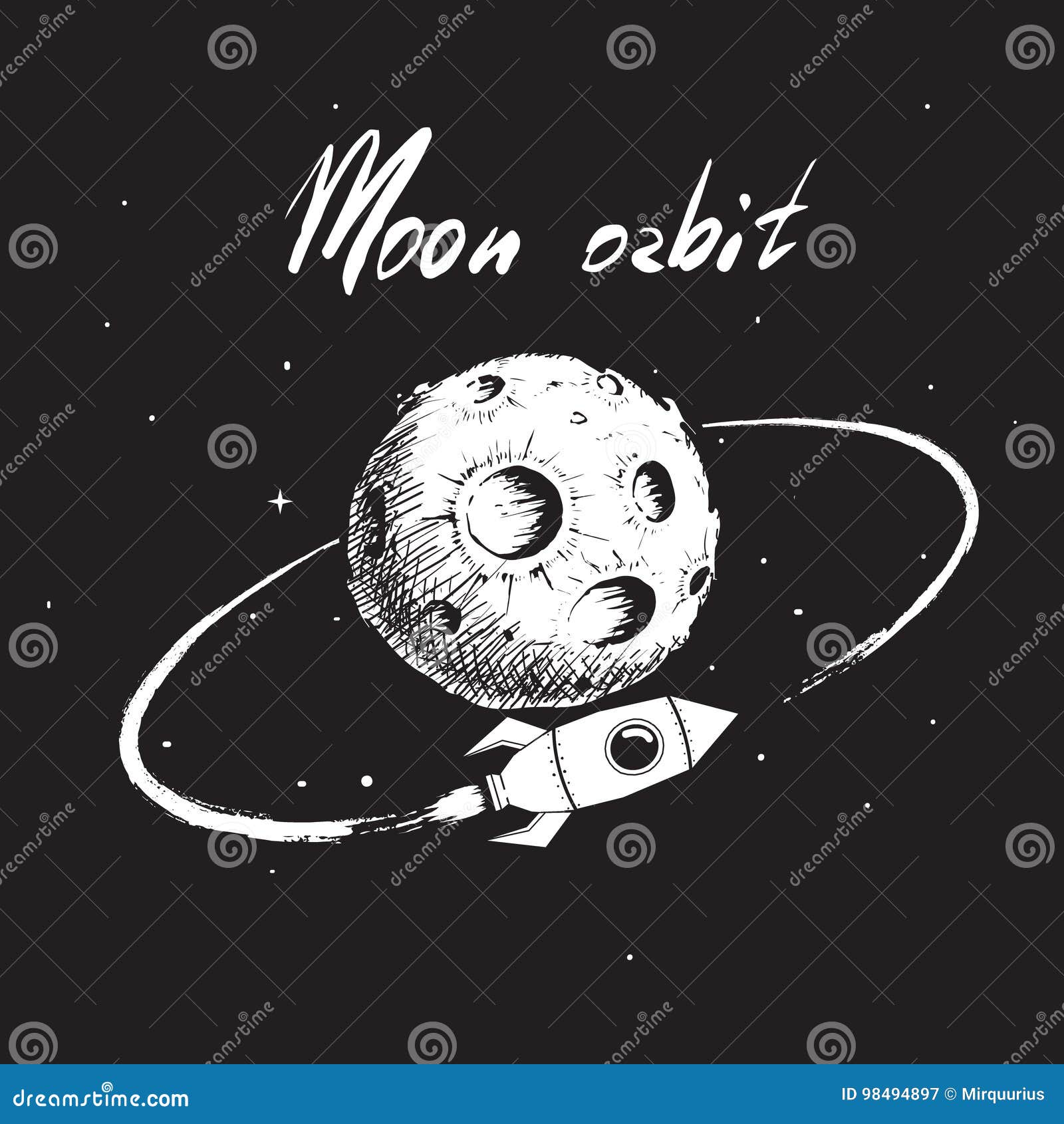 Rocket Flying Around Moon Orbit Cartoon Vector | CartoonDealer.com ...