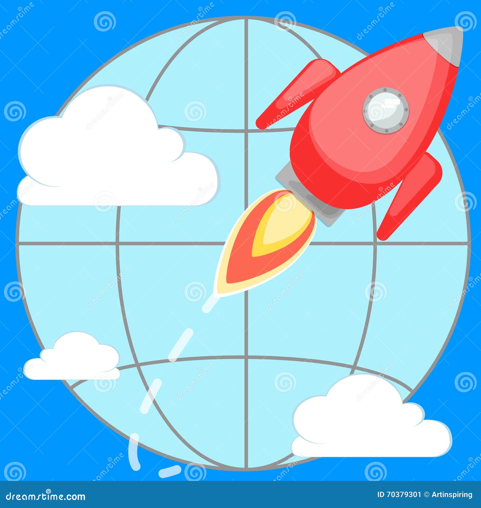 Rocket Flying Around the Planet. Stock Vector - Illustration of project ...