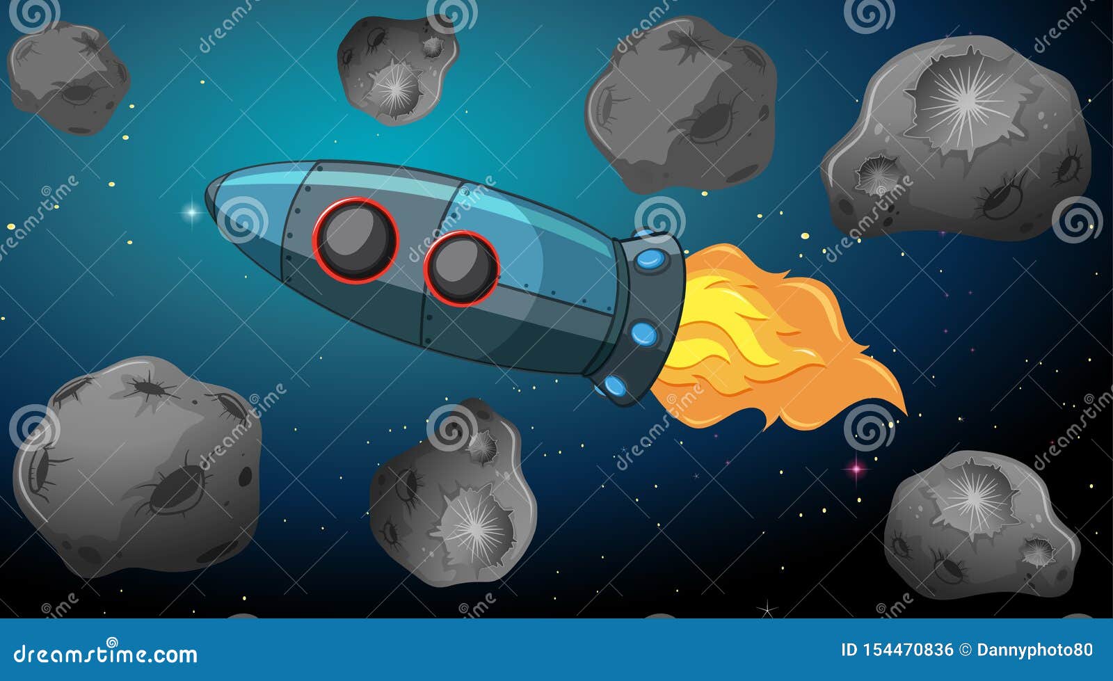 Rocket Flying through Asteriods Stock Vector - Illustration of cartoon ...