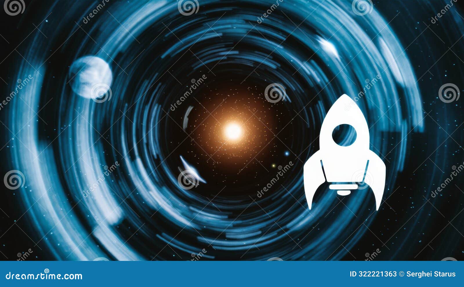 A Rocket is Flying through a Black Hole in Space, AI Stock Image ...