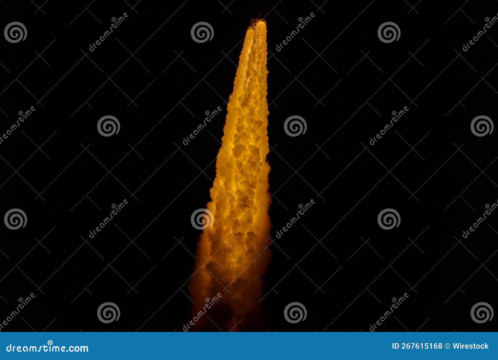Rocket Flying in the Dark Night Sky with Copy Space Stock Photo - Image ...