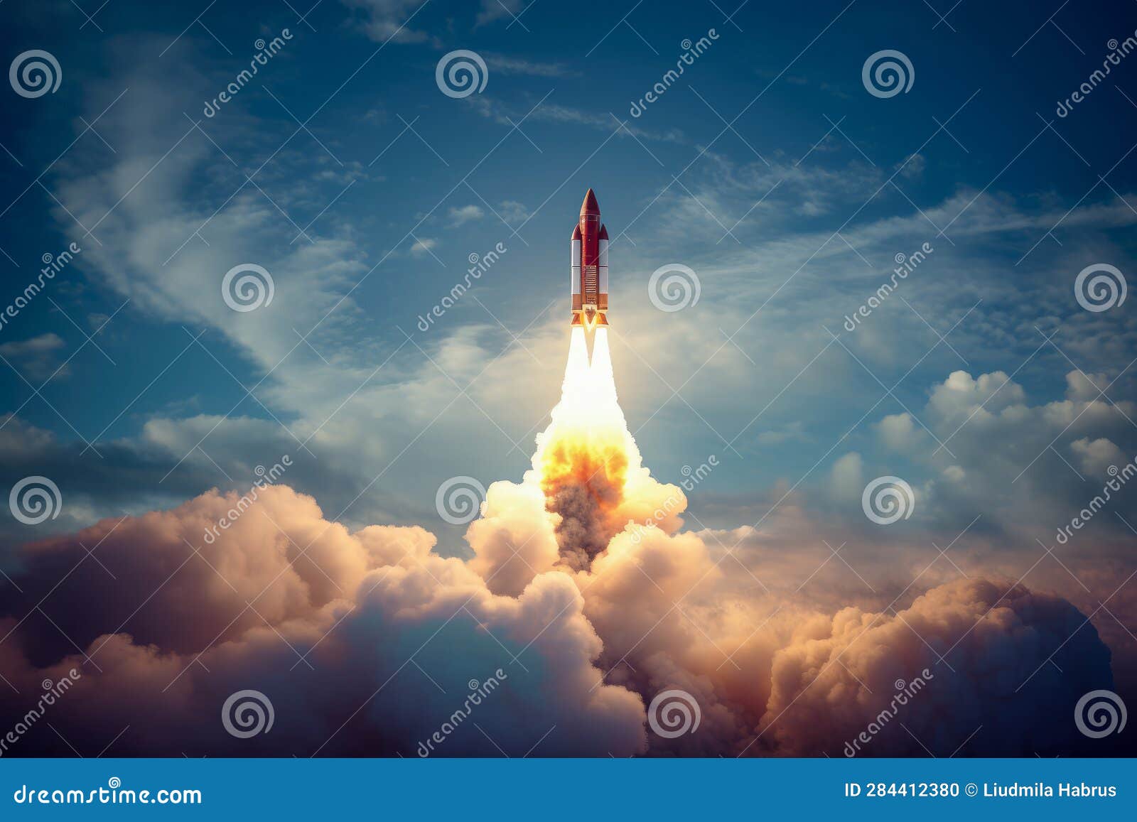 Rocket Flying High in the Sky. Generative AI Stock Illustration ...