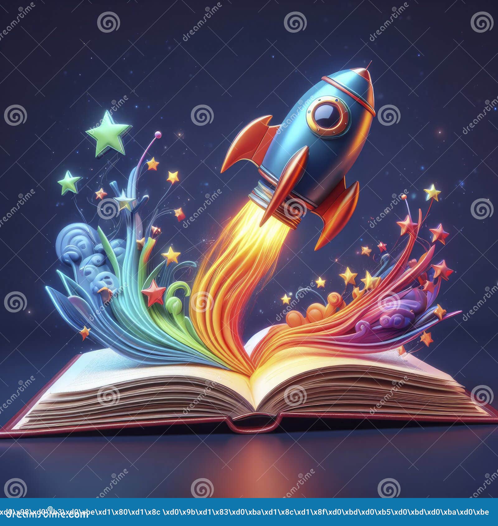 A Rocket Flying Out of an Open Book. Concept of Pursuit of Knowledge ...