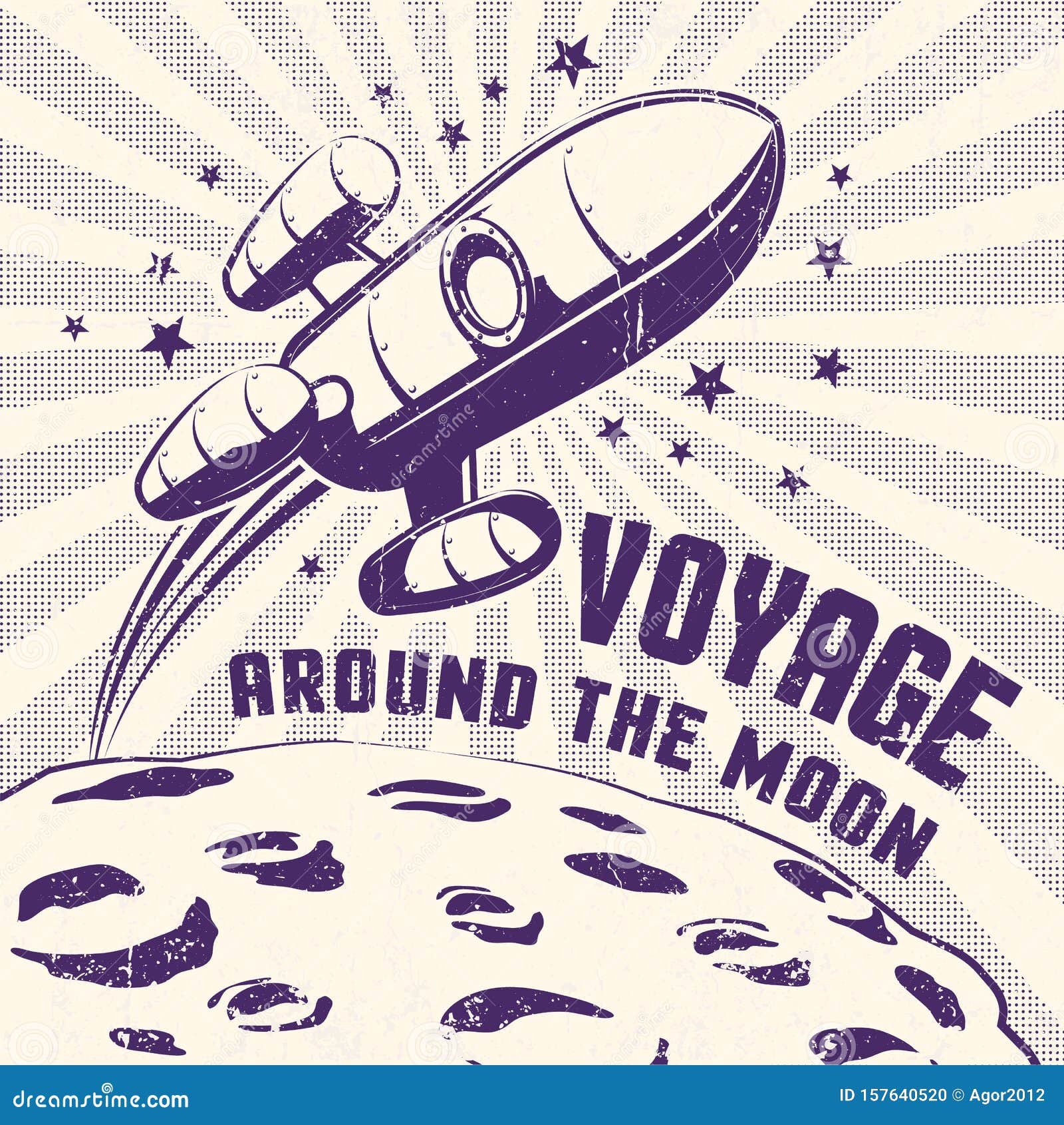 Rocket Flying Over the Moon Stock Vector - Illustration of rocket, mars ...