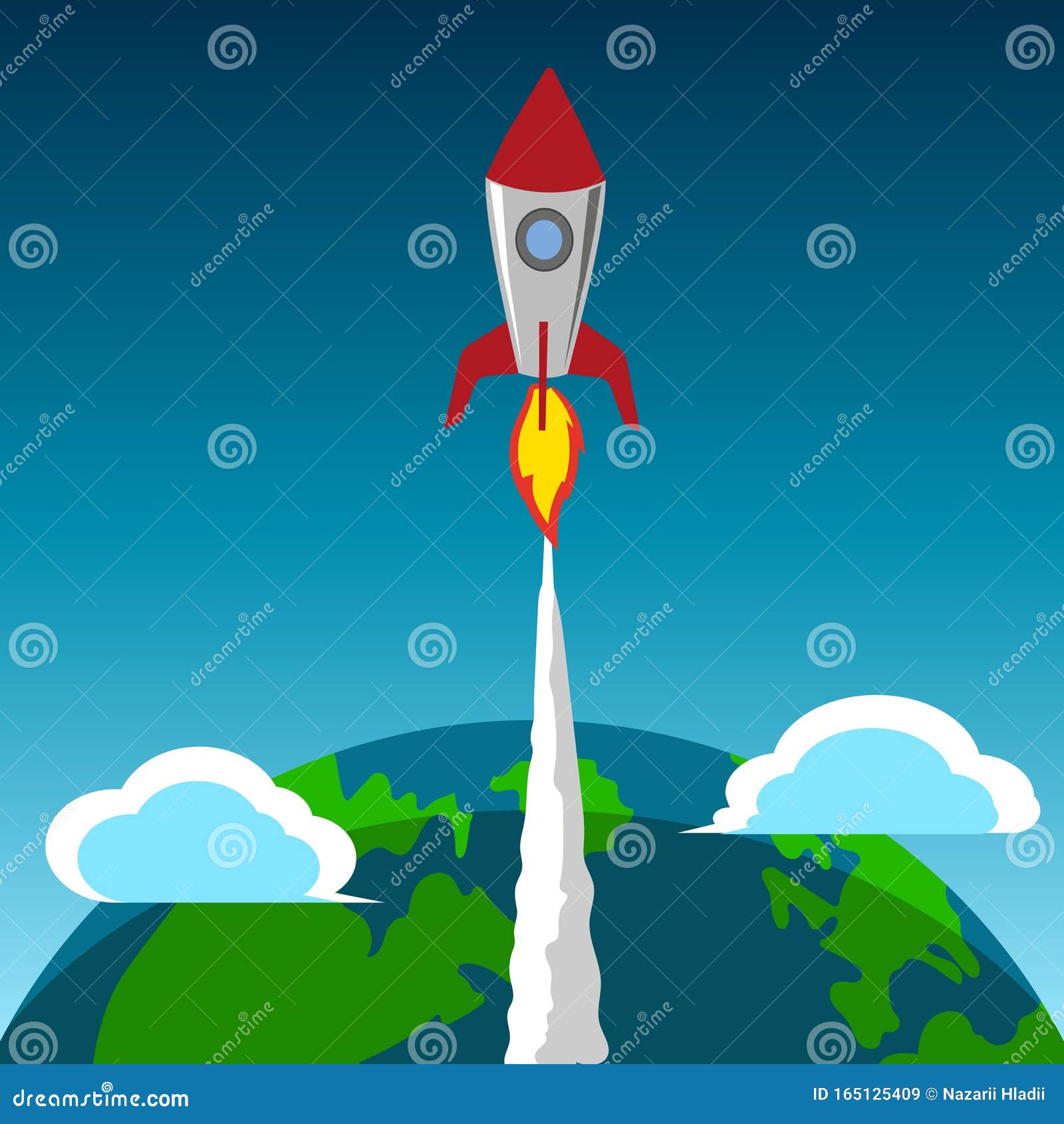 Rocket Flying from the Planet Earth. Vector. Stock Vector ...