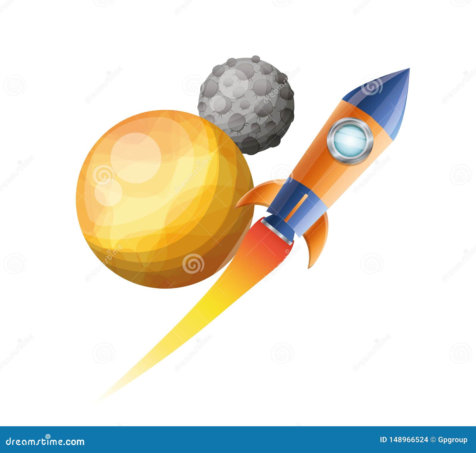 Rocket Flying with Planets of the Solar System Stock Vector ...
