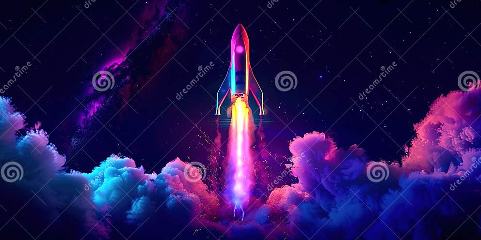 A rocket flying into space stock image. Image of universe - 332291441