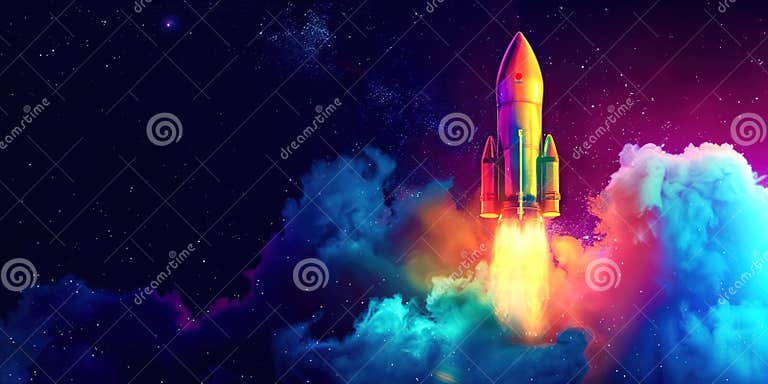 A rocket flying into space stock image. Image of universe - 332291855