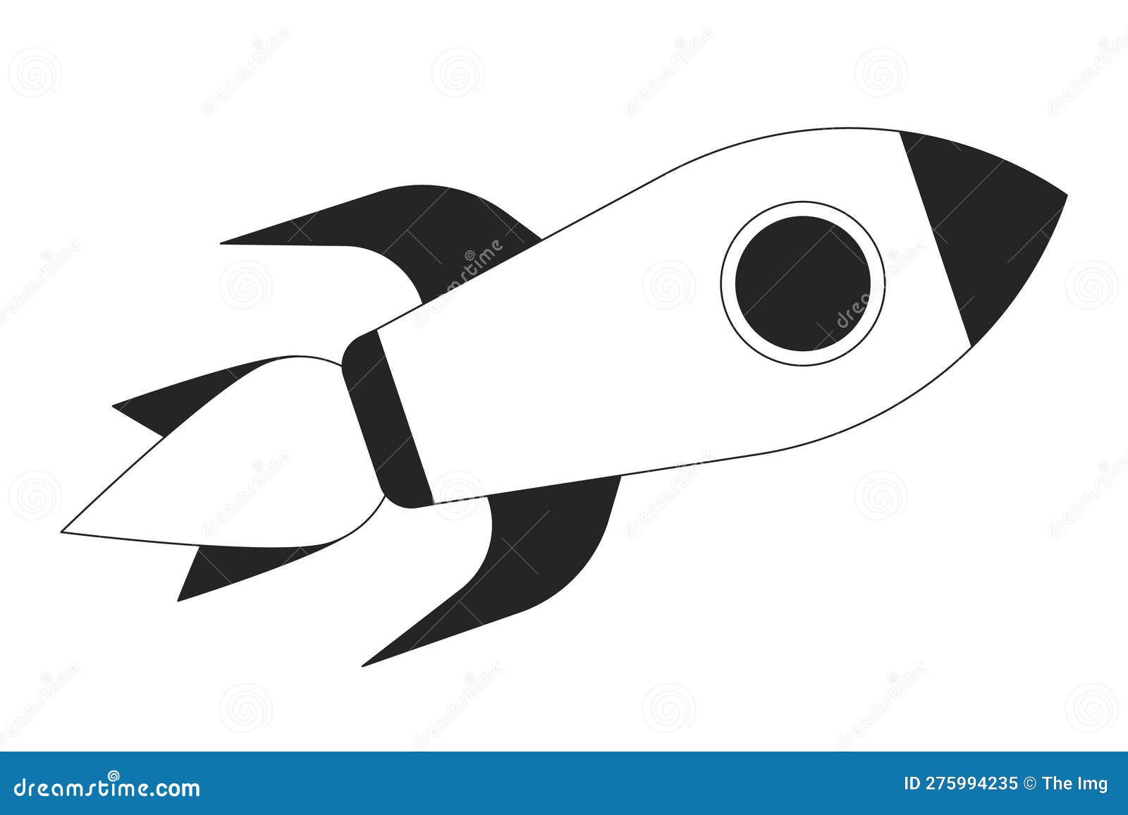 Cartoon Rocket Ship Black And White