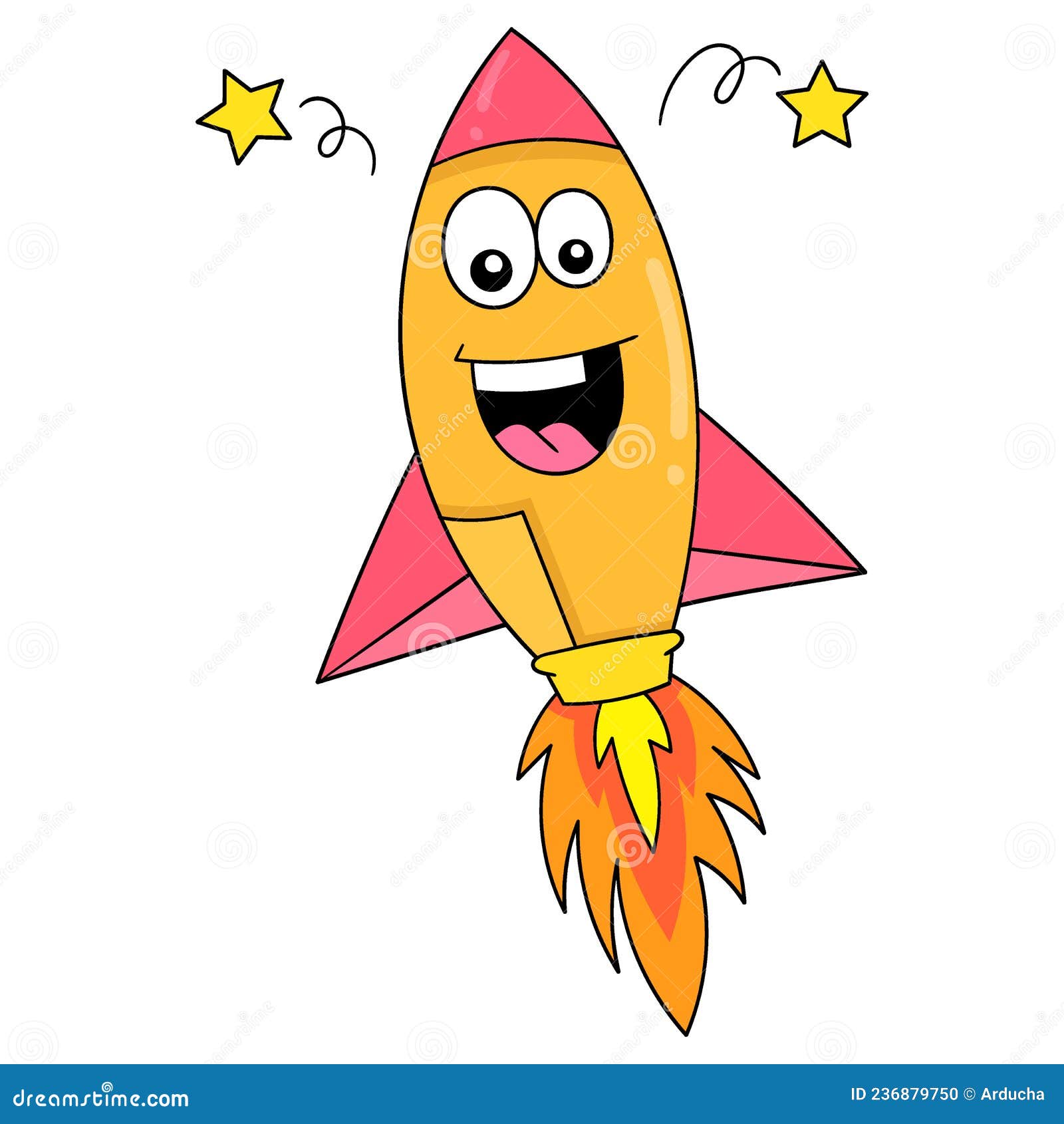 Rocket With Face Vehicle Cartoon Colored Clipart | CartoonDealer.com ...