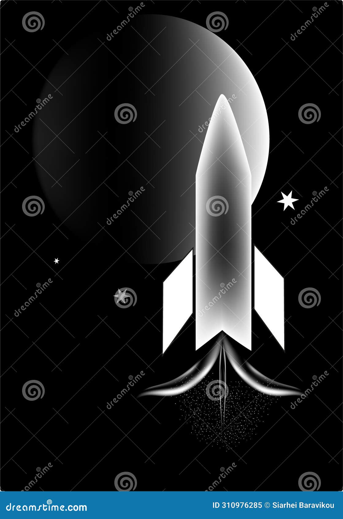 Rocket flying into space stock illustration. Illustration of future ...