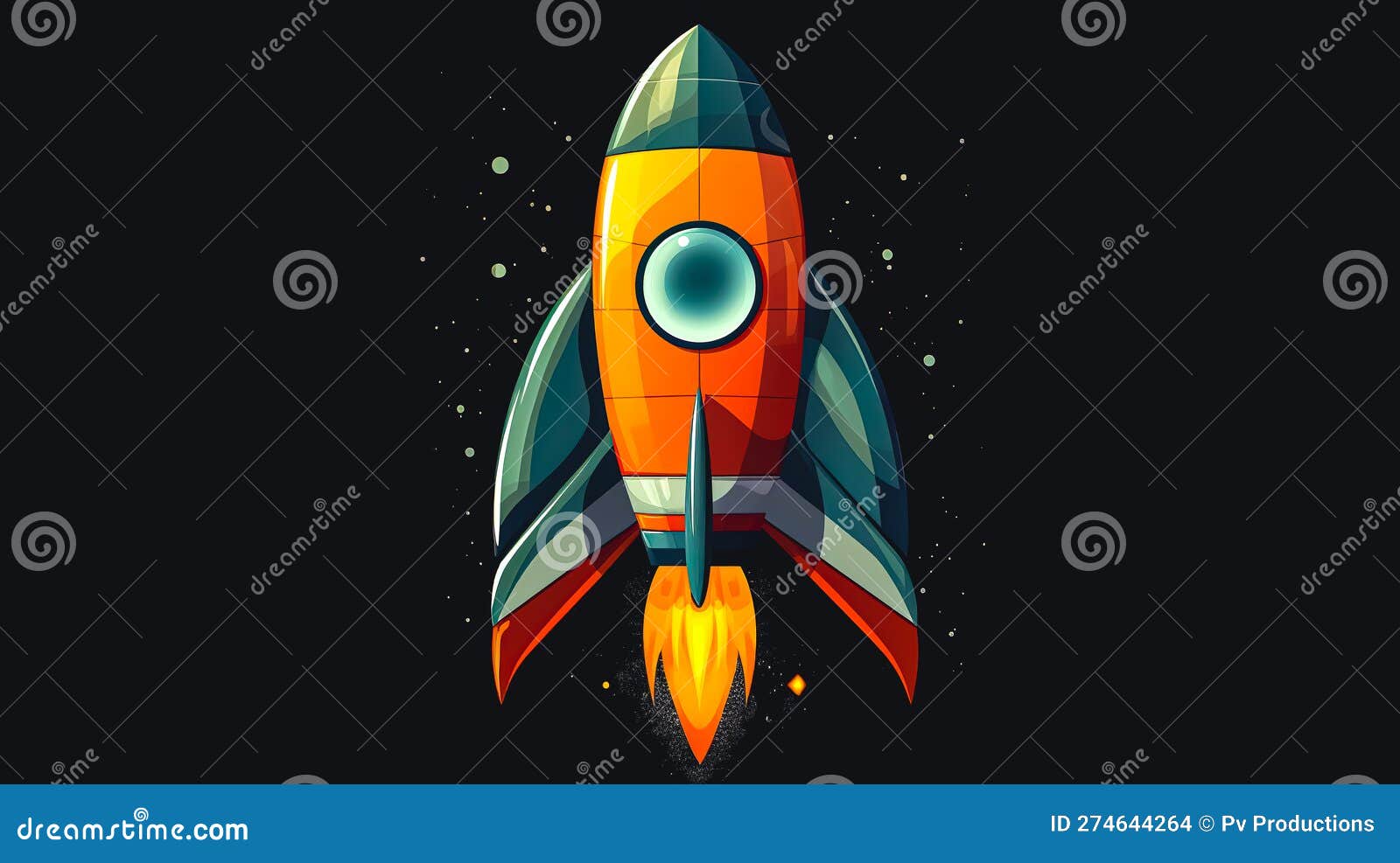 Rocket Flying Up on a Black Background, Generative AI. Stock ...