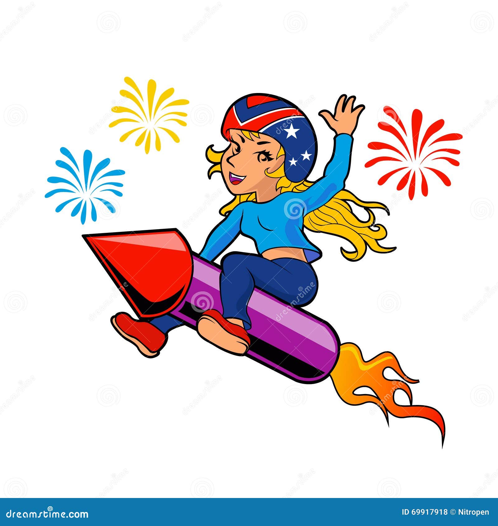 Rocket girl cartoon stock vector. Illustration of character - 69917918