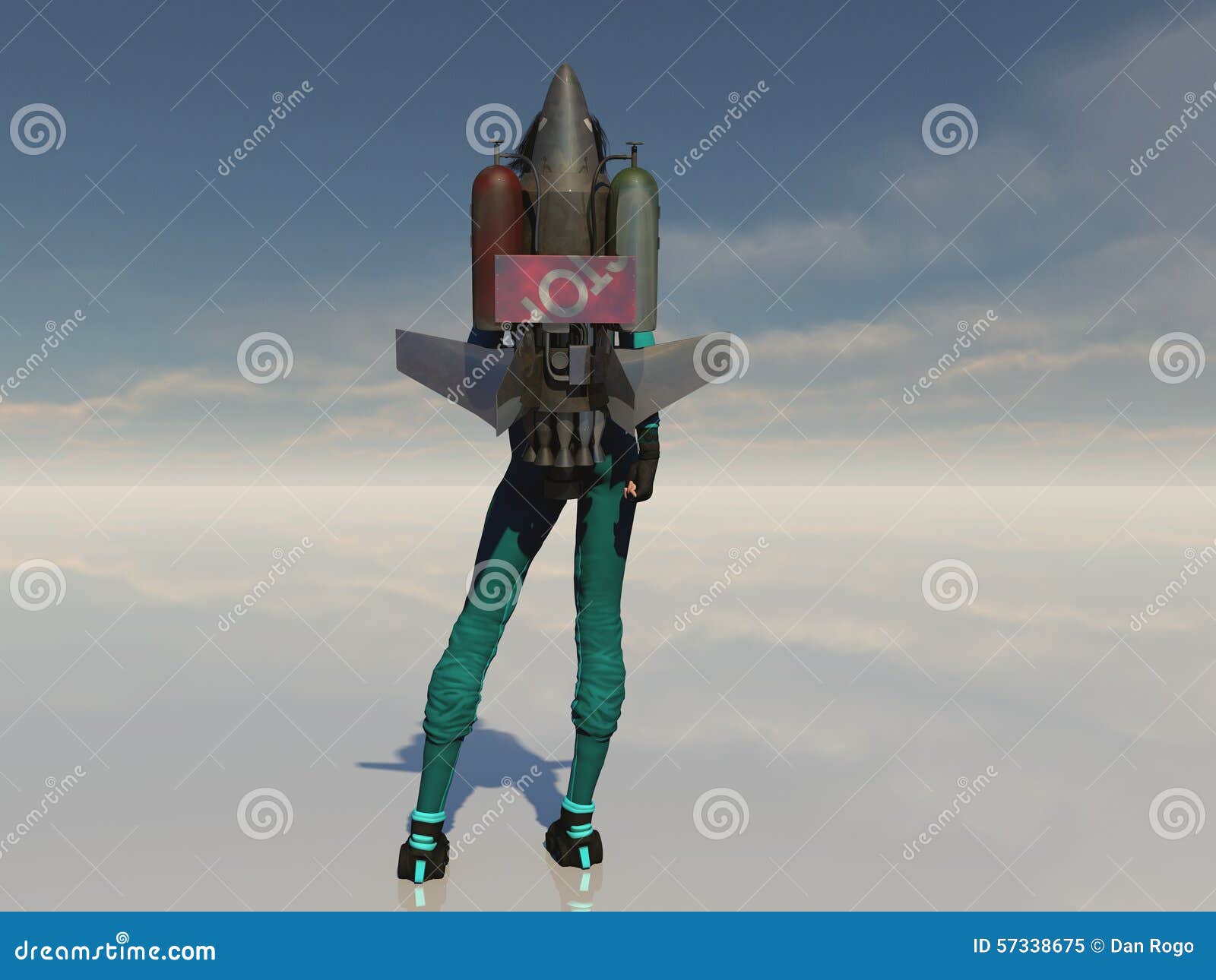 Rocket Girl Jet Pack from Dietro Illustrazione di Stock - Illustrazione ...