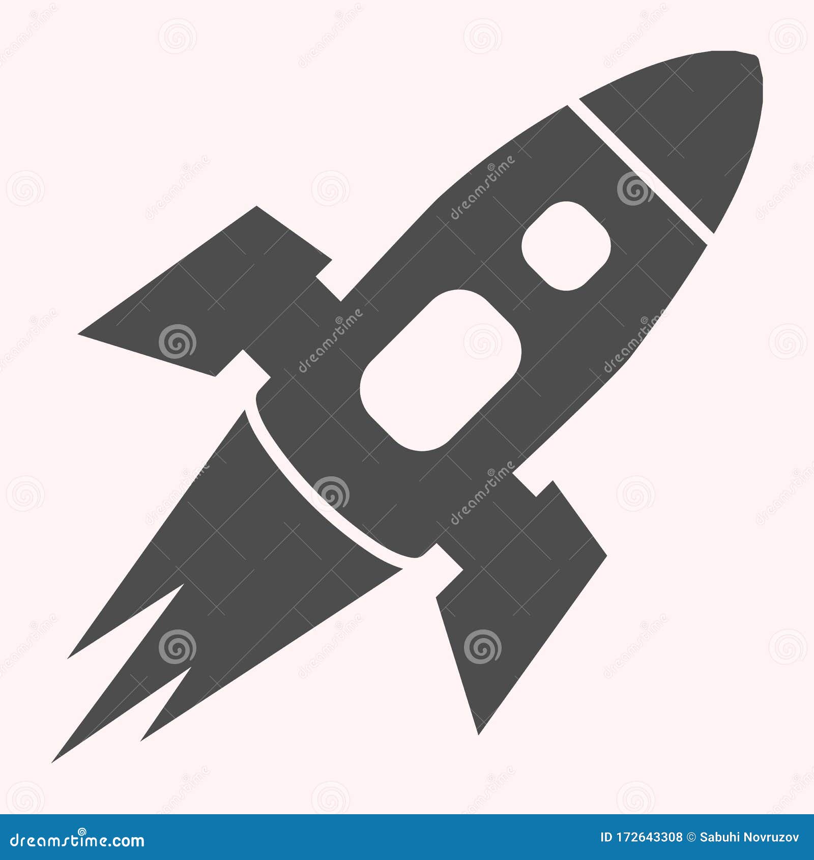 Rocket Glyph Icon. Spacecraft Flies in Atmosphere, Successful Launch ...
