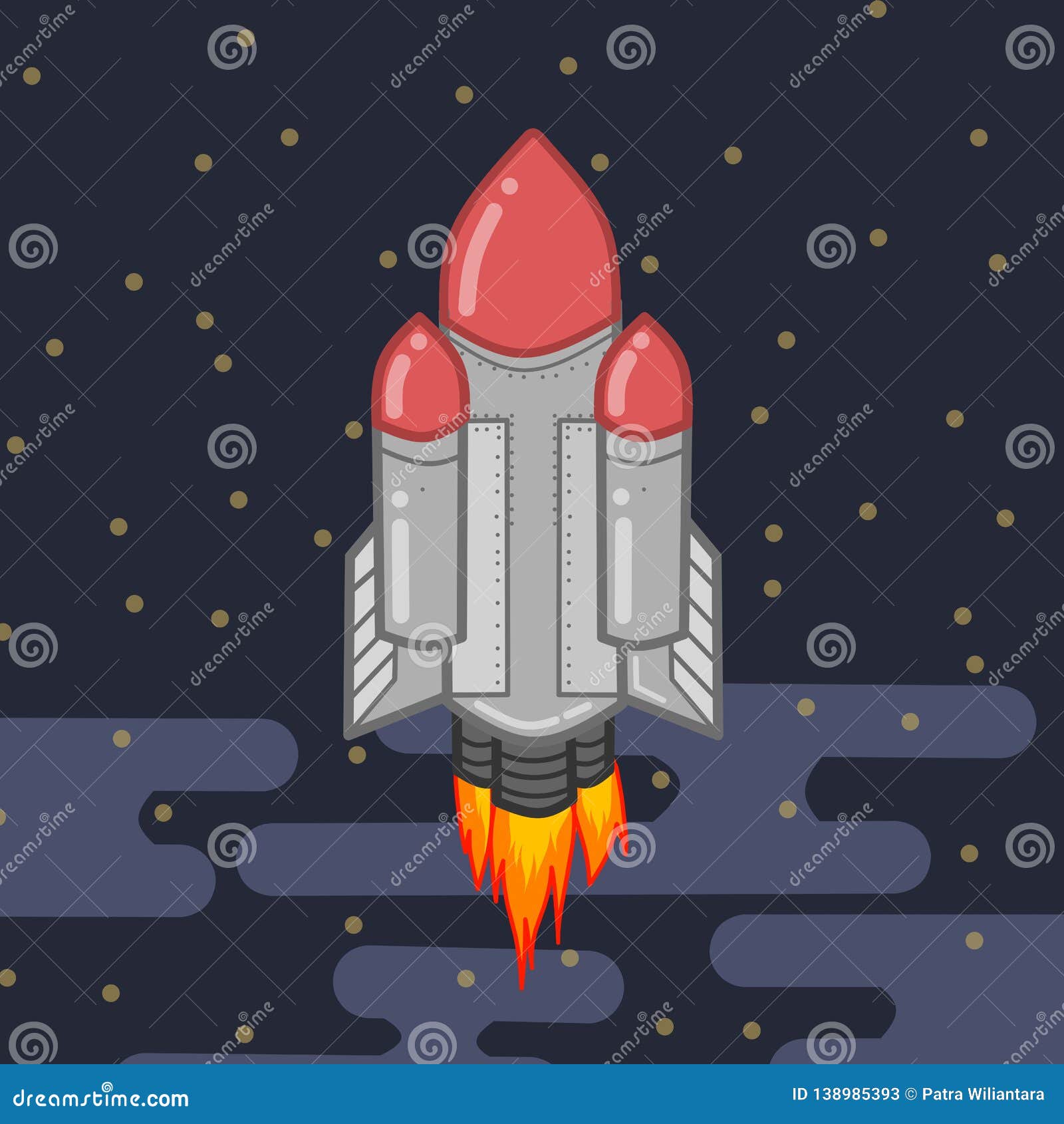 Rocket go to the moon stock illustration. Illustration of stars - 138985393
