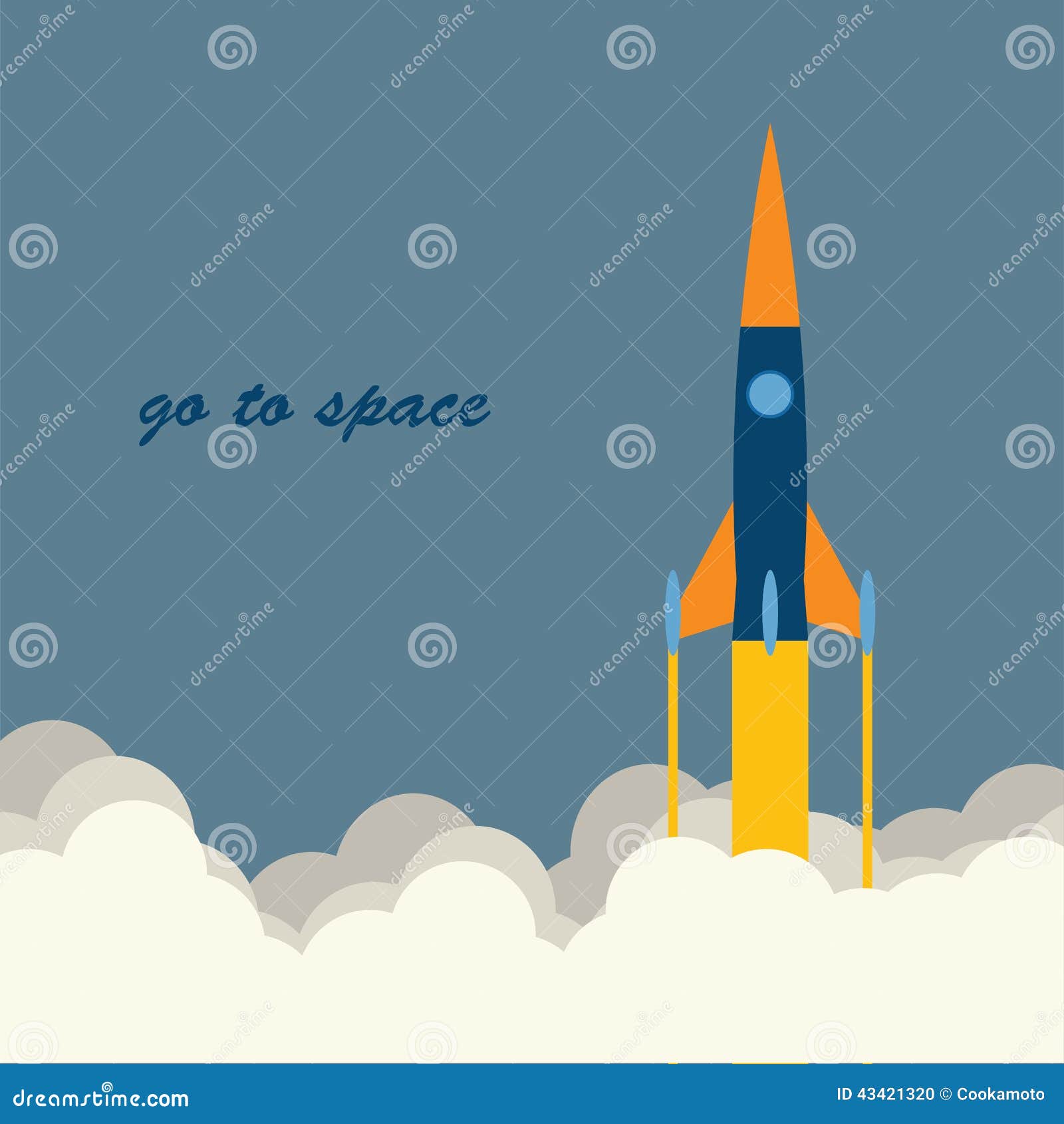 Rocket Go To Space, Vector Illustration Stock Vector - Illustration of ...