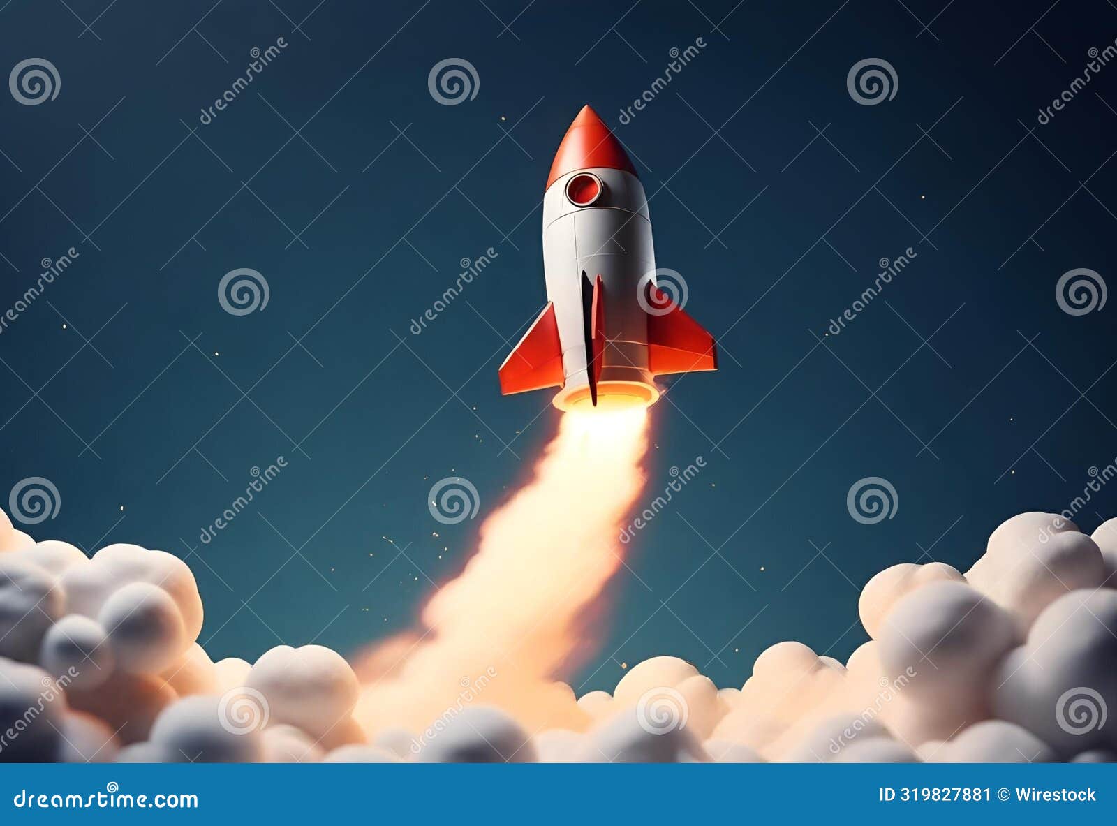 A Rocket Going Up into the Sky with Its Landing Gear Stock Illustration ...
