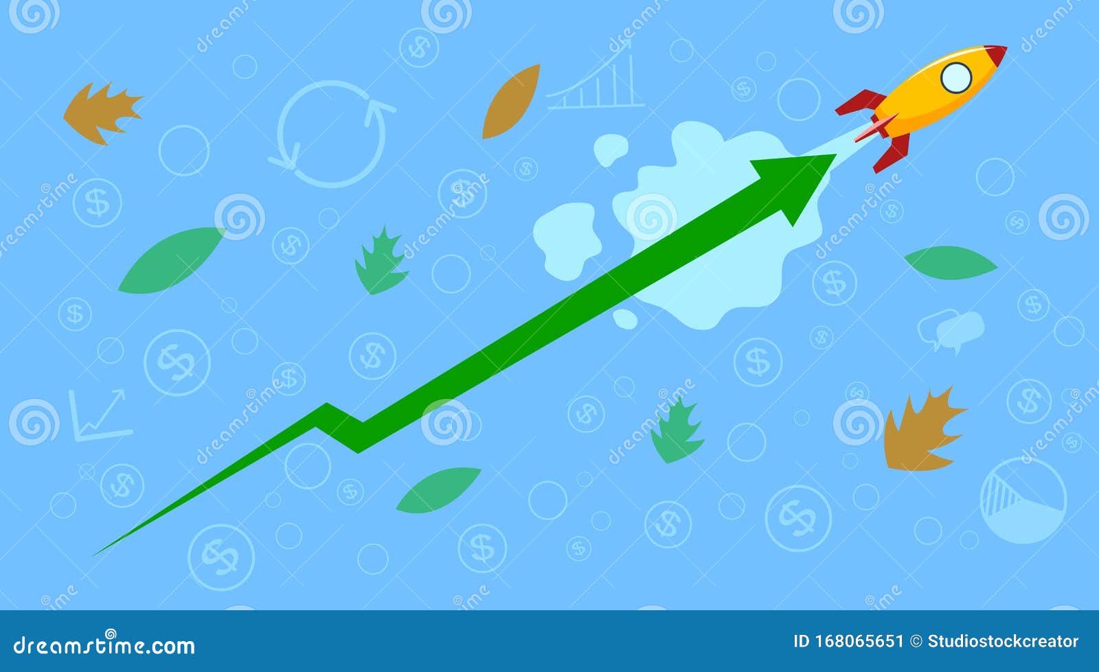 Rocket Graph Up Icon. Flat Illustration of Rocket Graph Up Vector Icon ...