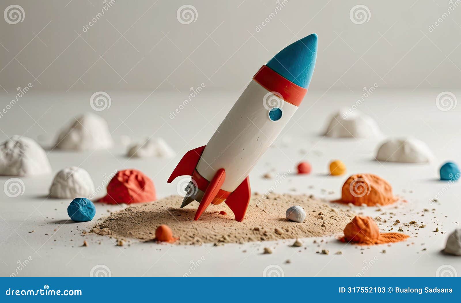 A Rocket is on the Ground with a Pile of Rocks Around it. Stock ...