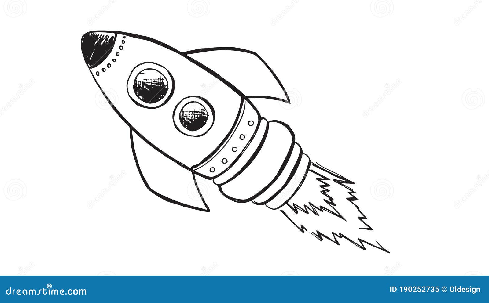 Rocket Hand Drawn Vector Illustration Stock Vector - Illustration of ...