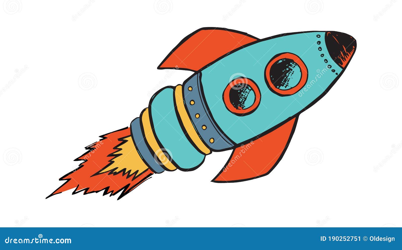 Rocket Hand Drawn Vector Illustration Stock Vector - Illustration of ...