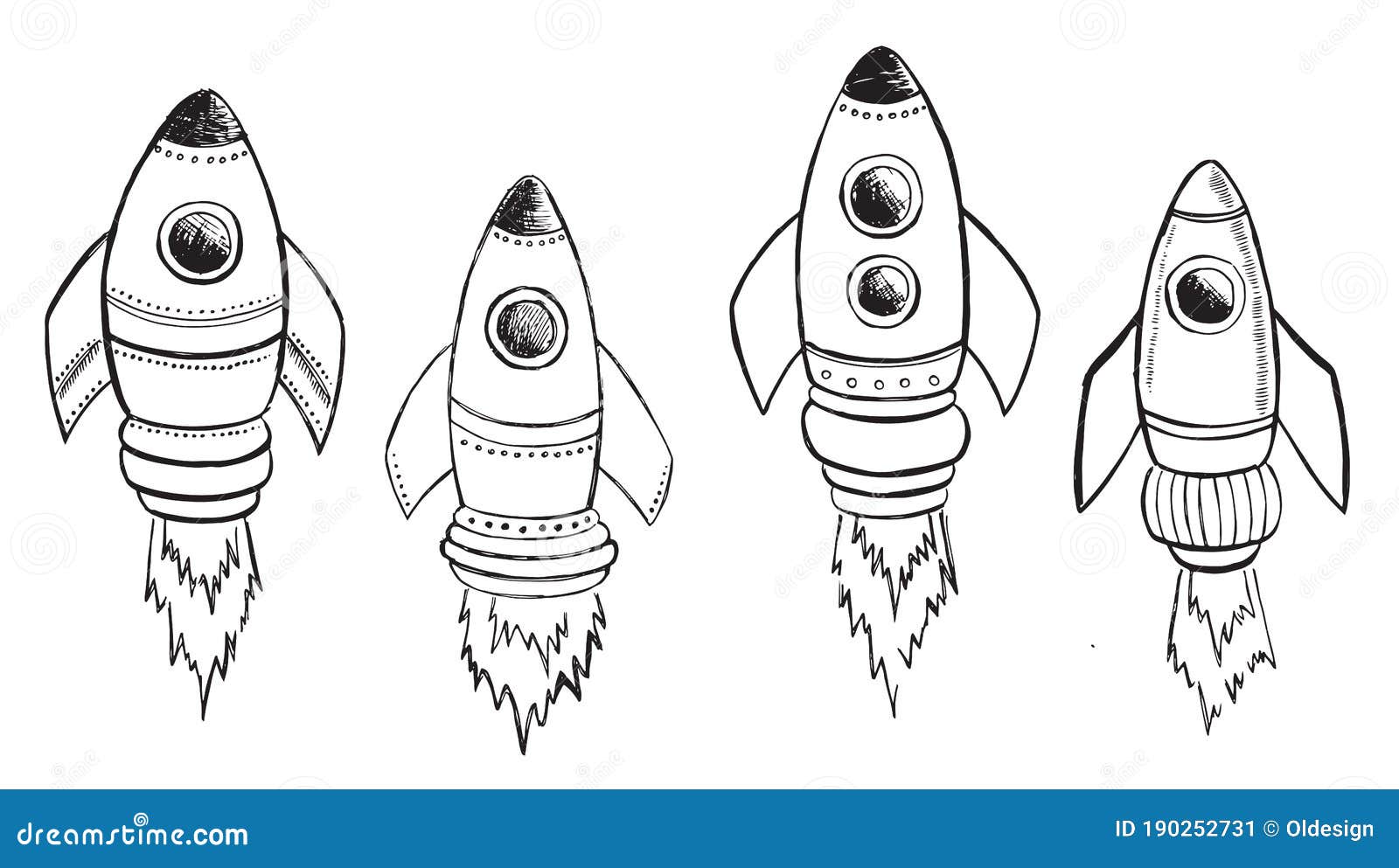Rocket Hand Drawn Vector Illustration Stock Vector - Illustration of ...