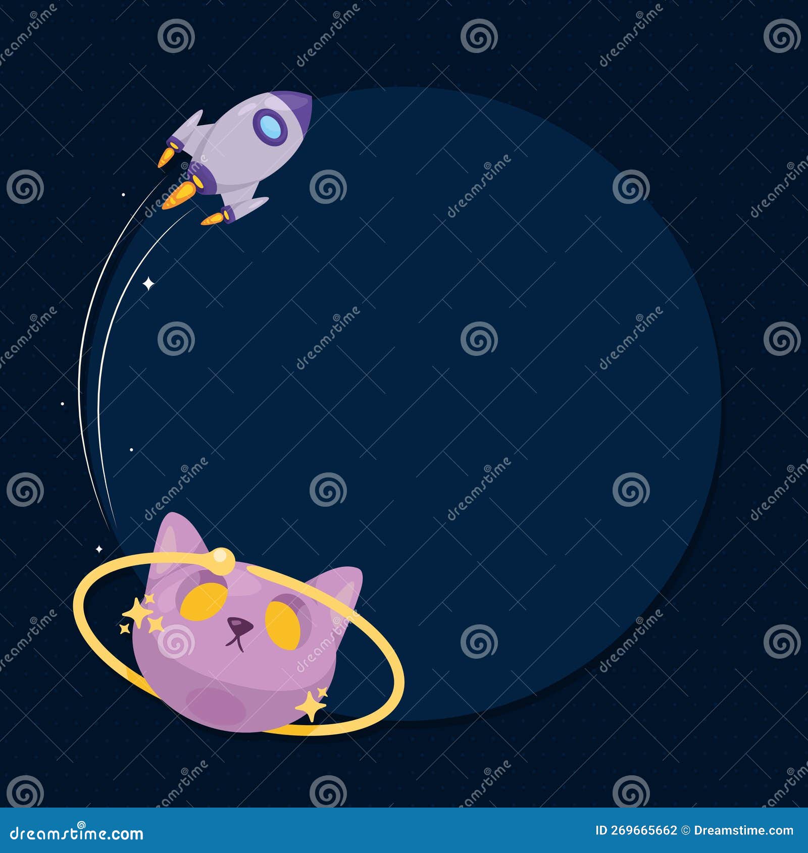 Rocket and head cat space stock vector. Illustration of galaxy - 269665662