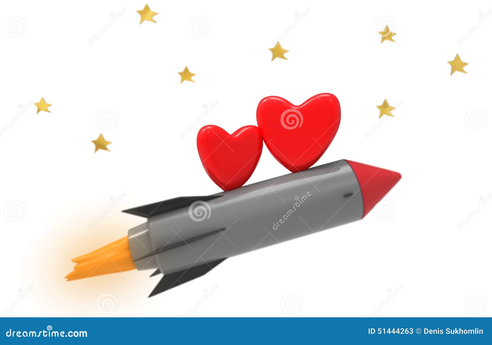 Rocket and hearts stock illustration. Illustration of cartoon - 51444263