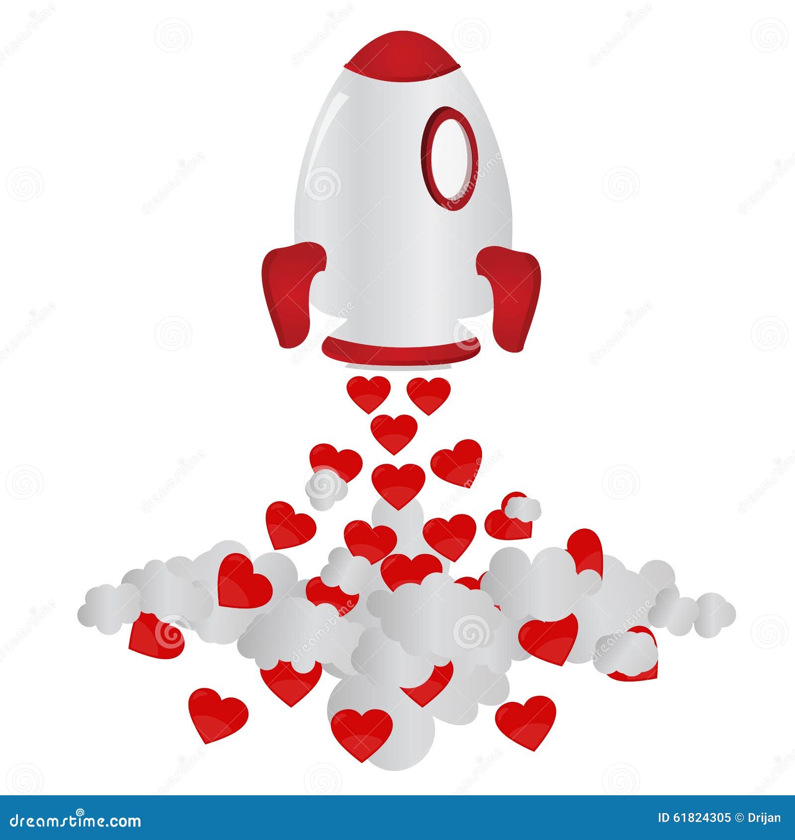 Rocket and hearts stock vector. Illustration of lovely - 61824305