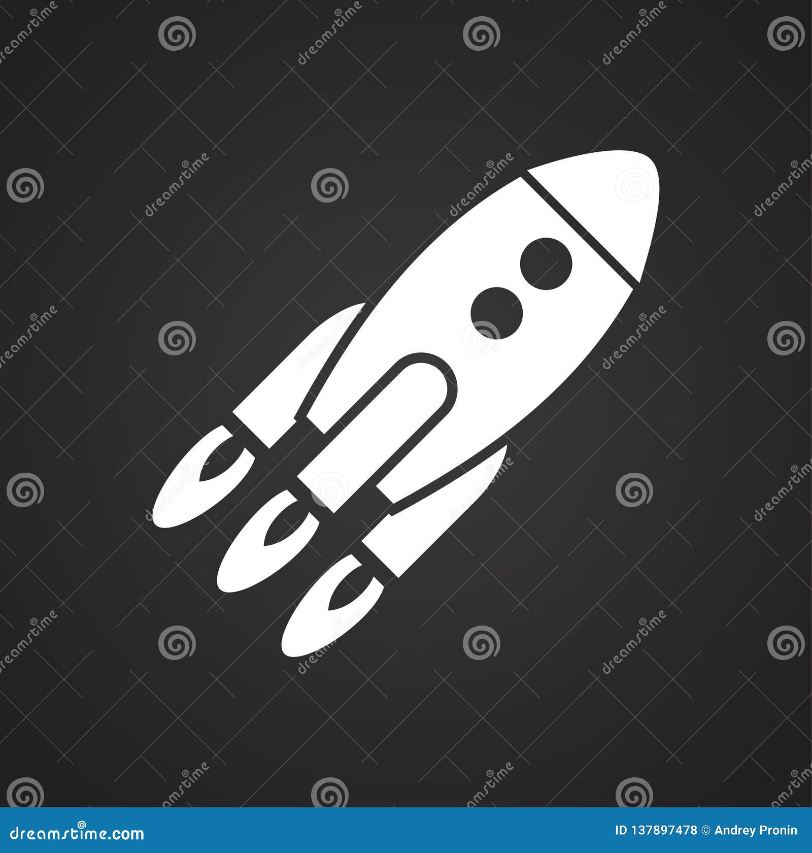 Rocket Icon on Black Background for Graphic and Web Design, Modern ...