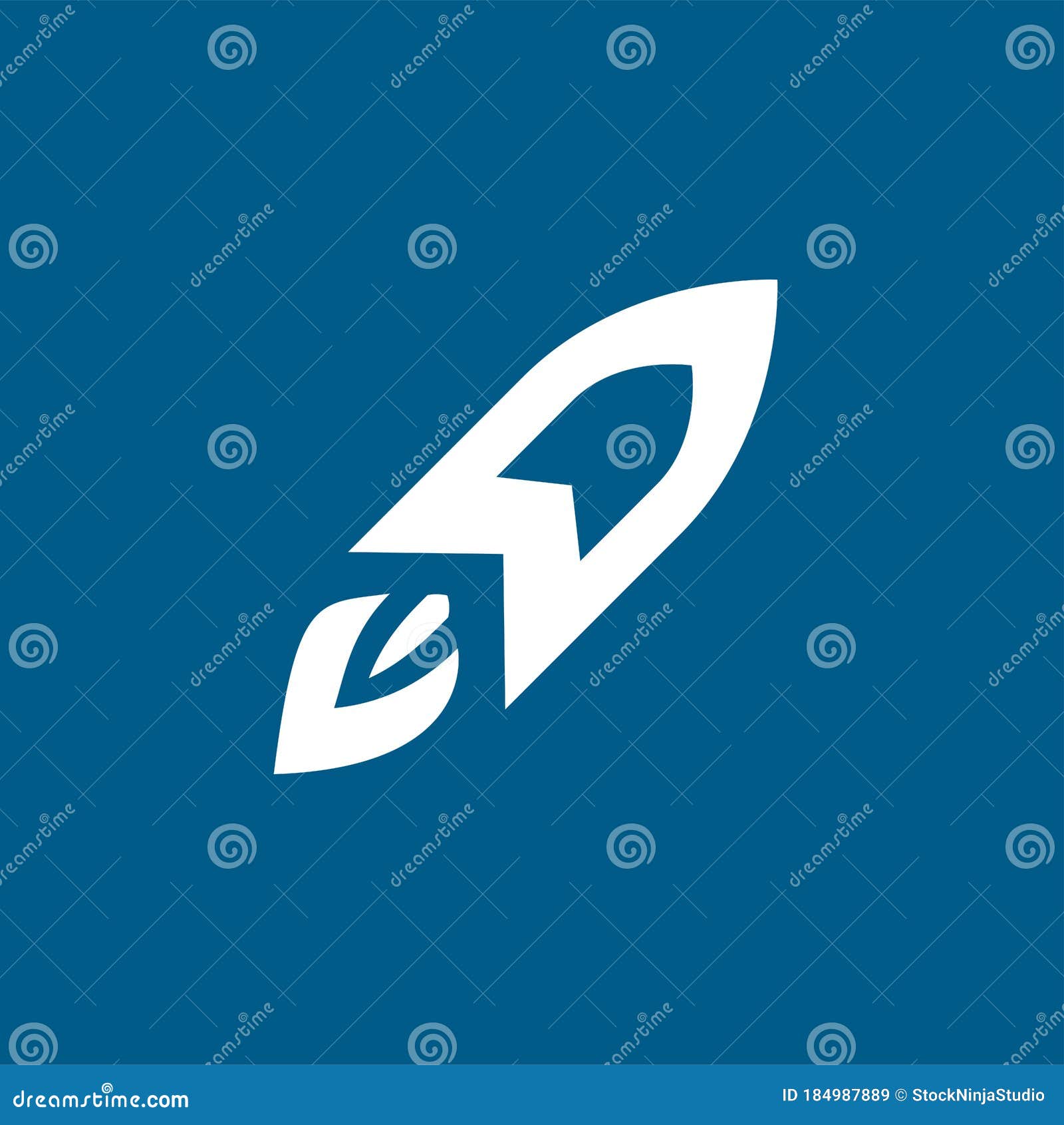 Rocket Icon on Blue Background. Blue Flat Style Vector Illustration ...