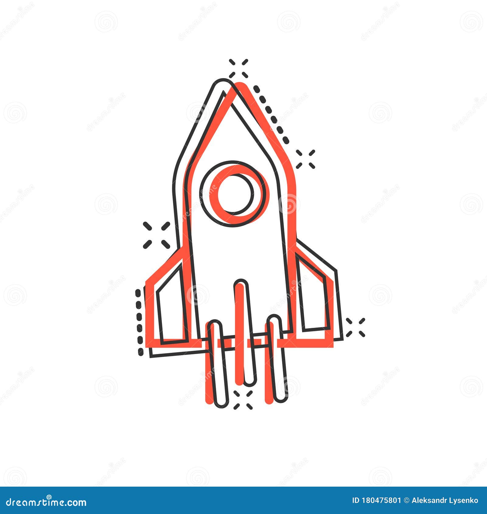 Rocket Icon in Comic Style. Spaceship Launch Cartoon Vector ...
