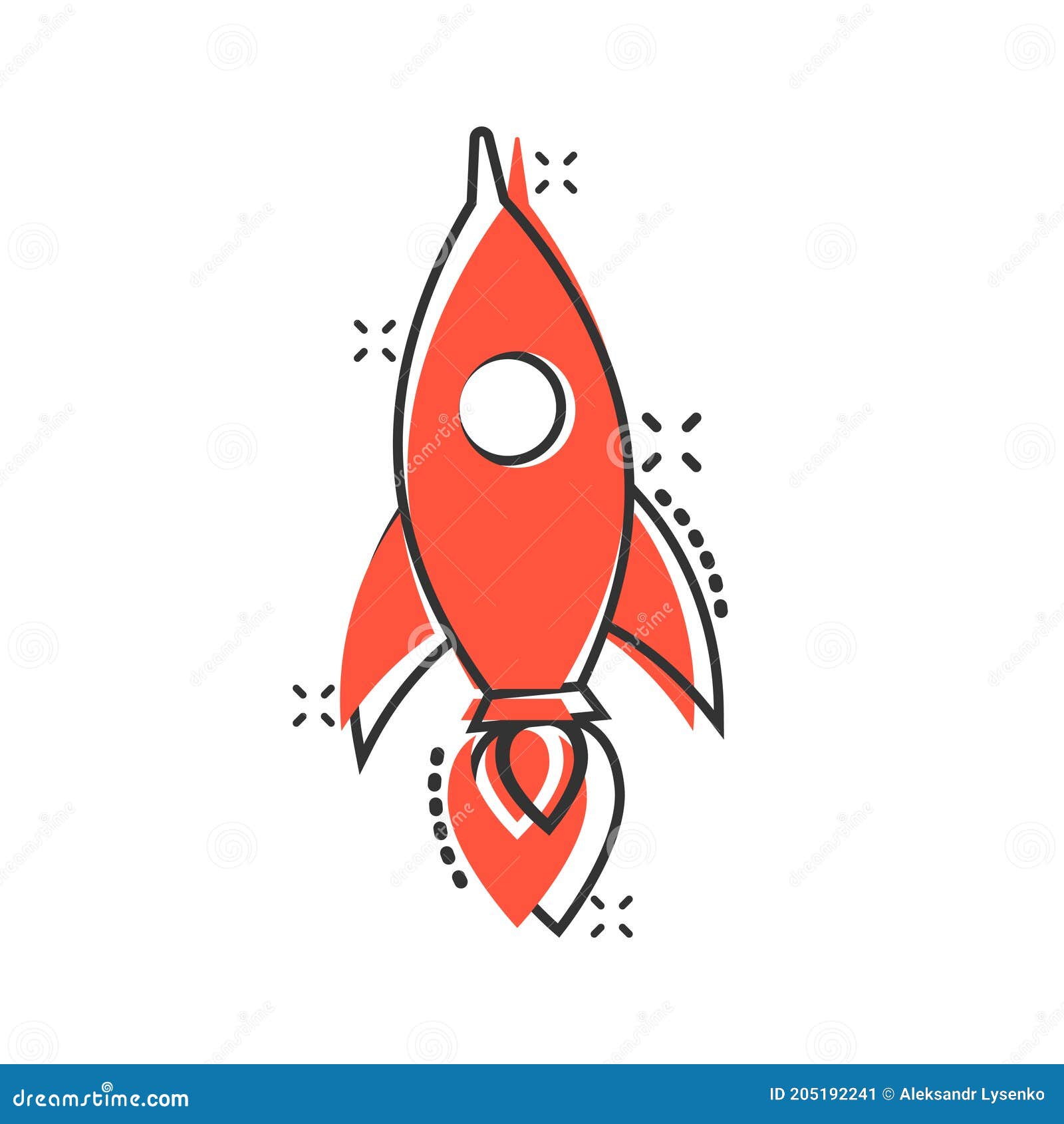 Rocket Icon in Comic Style. Spaceship Launch Cartoon Vector ...