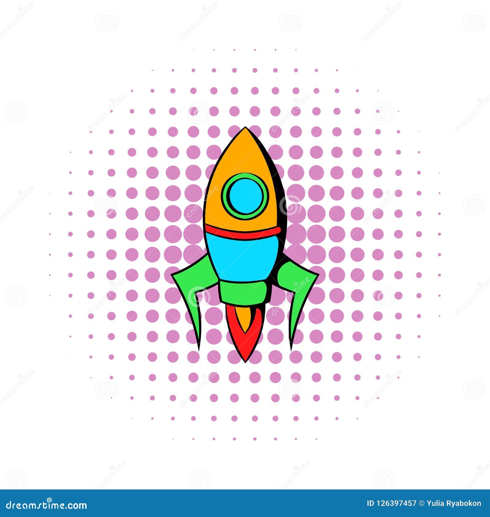 Rocket Icon in Comics Style Stock Illustration - Illustration of sign ...