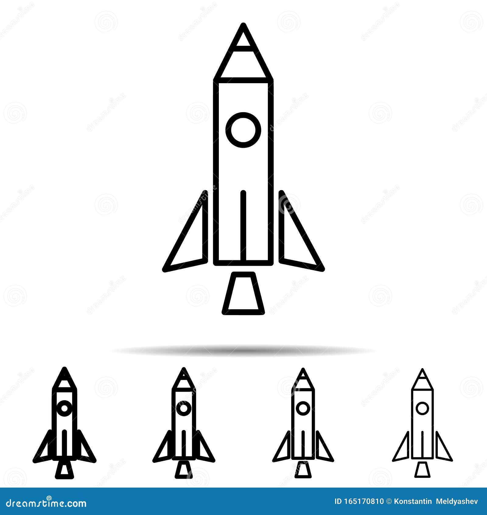 Rocket Icon in Different Shapes. Simple Thin Line, Outline Vector of ...