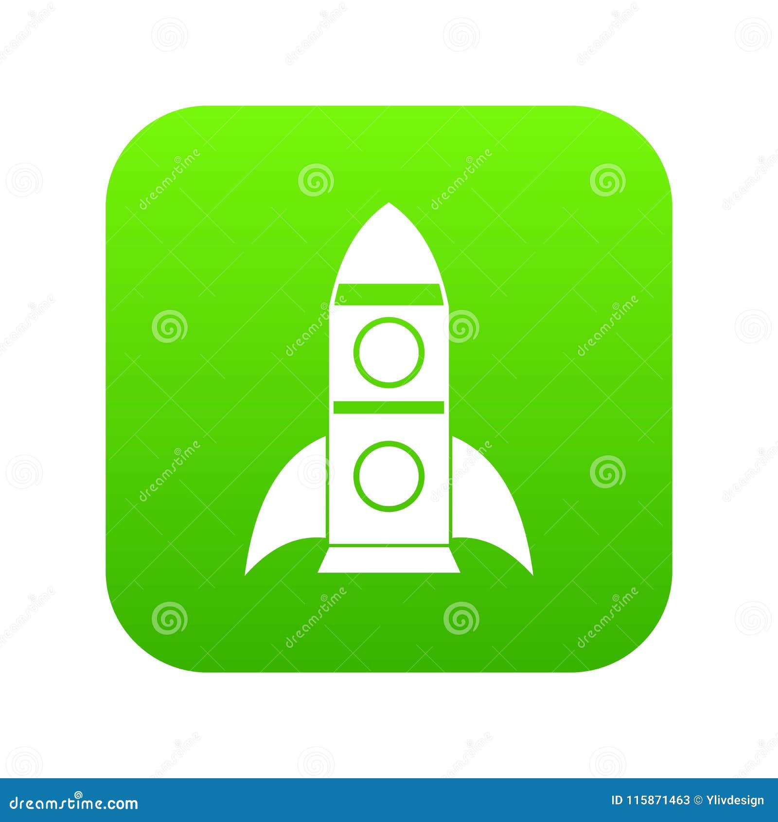 Rocket icon digital green stock vector. Illustration of planet - 115871463