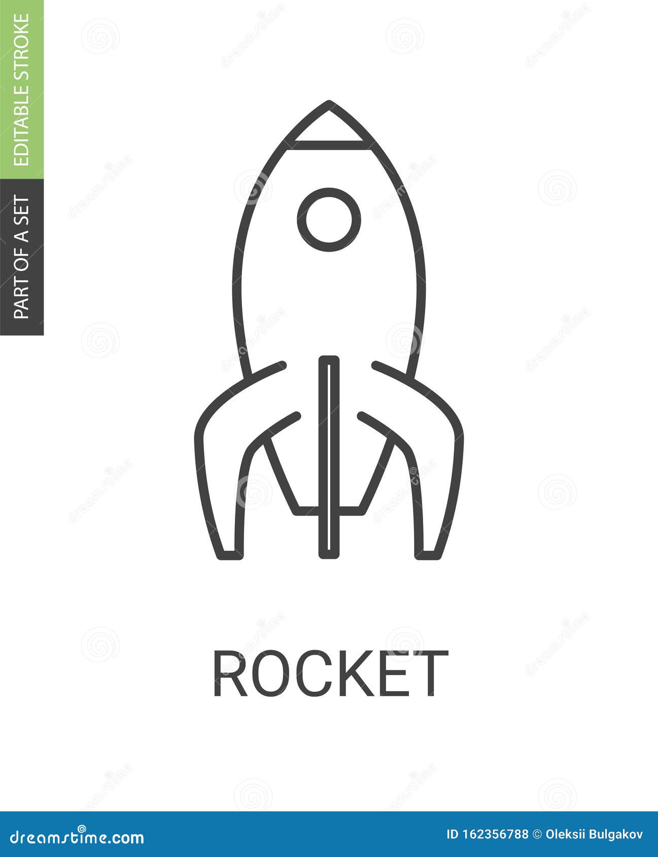 Rocket Icon with Editable Stroke in Flat Linear Style. Stock Vector ...