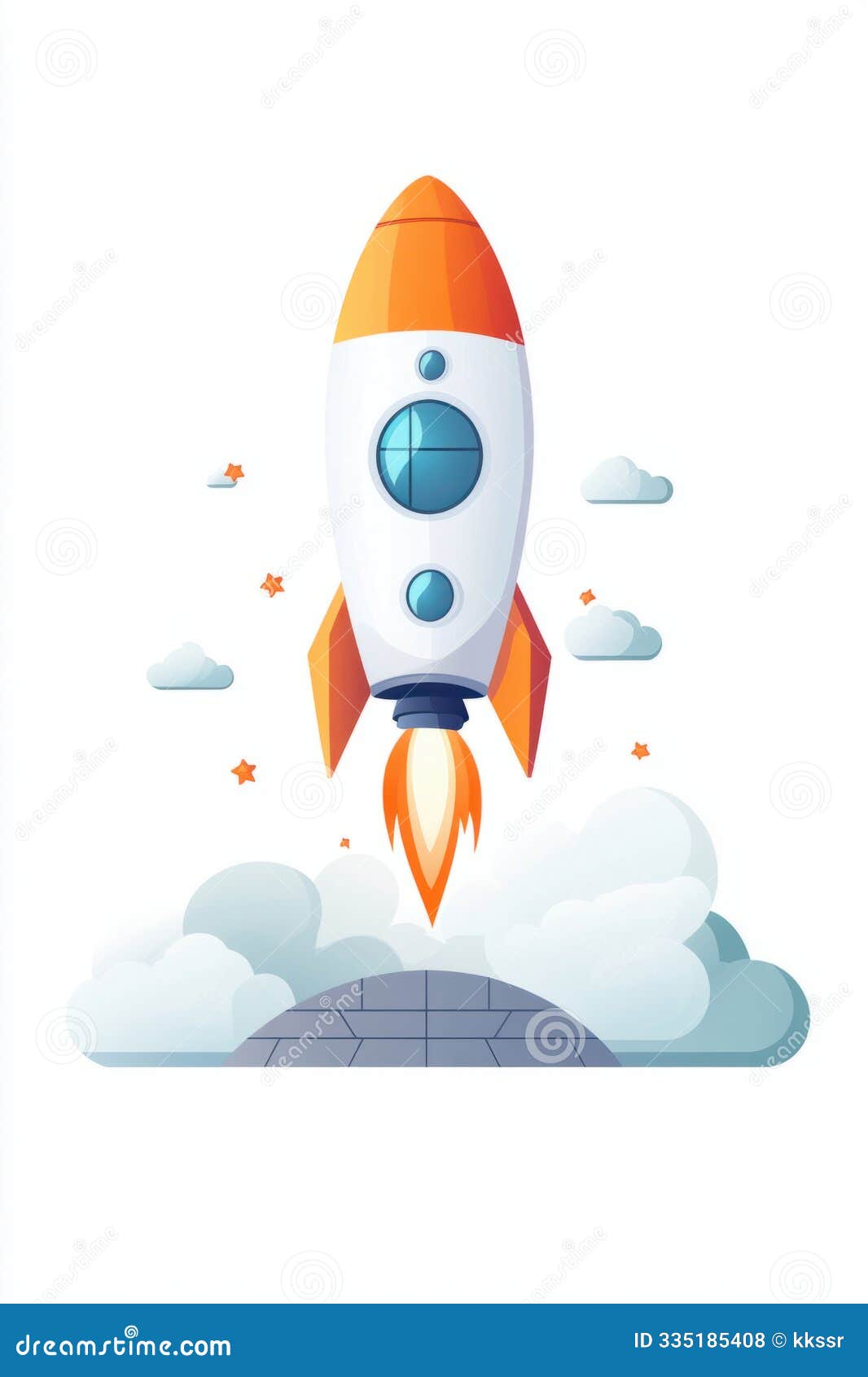 Rocket Icon, Eye-catching Flat Design of a Cheerful Rocket with Large ...