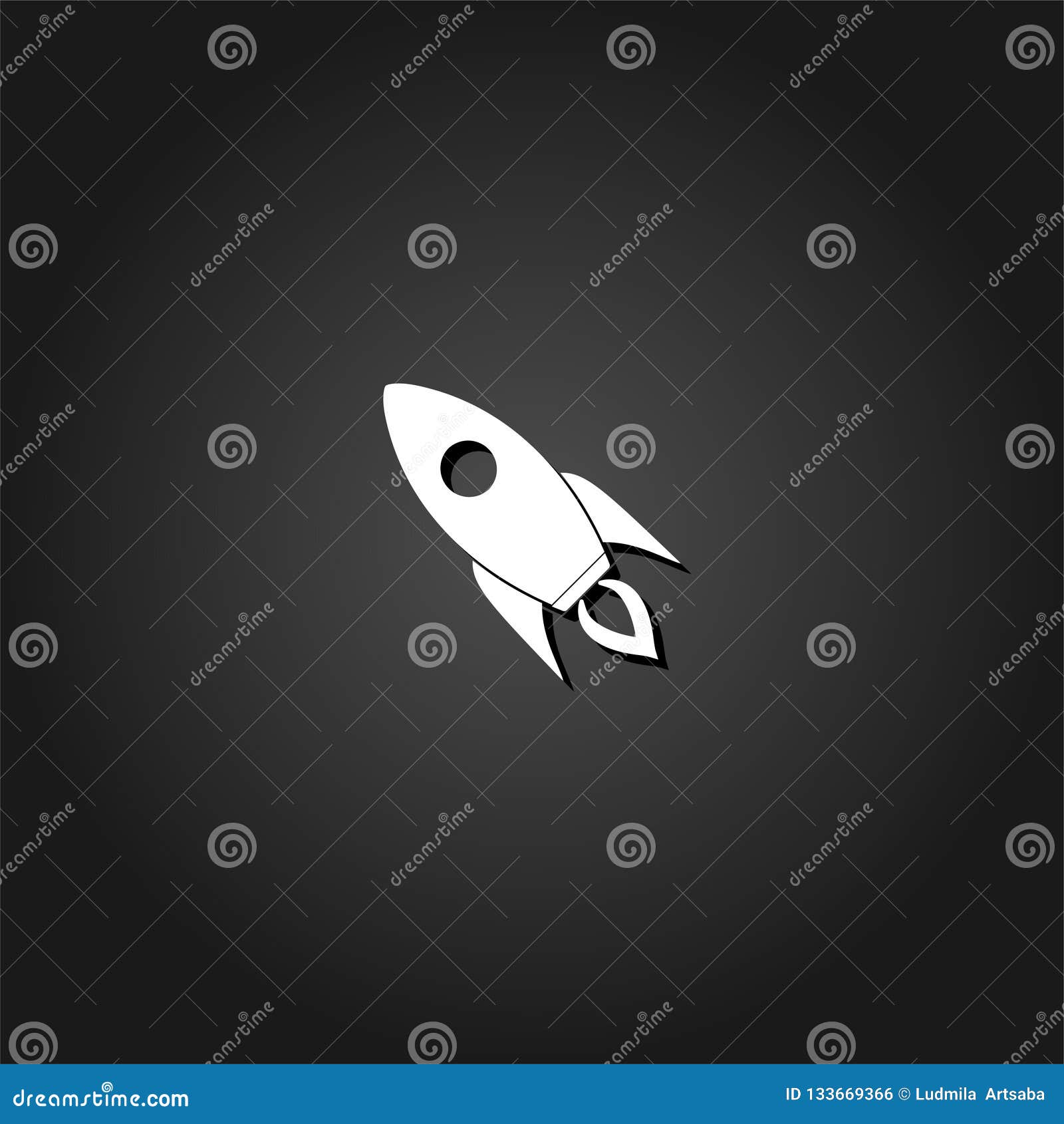 Rocket icon flat stock vector. Illustration of alien - 133669366