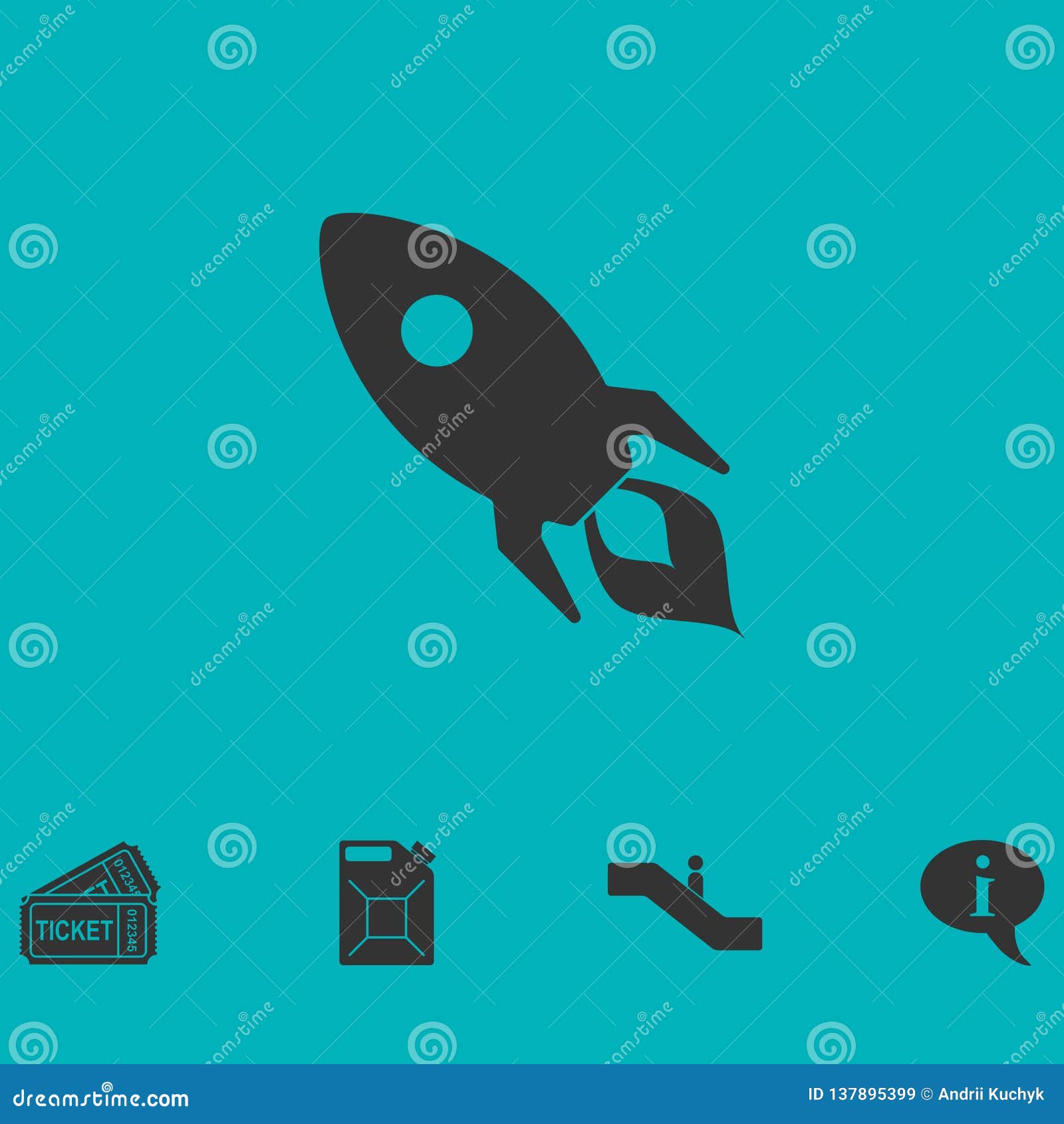 Rocket icon flat stock vector. Illustration of emblem - 137895399