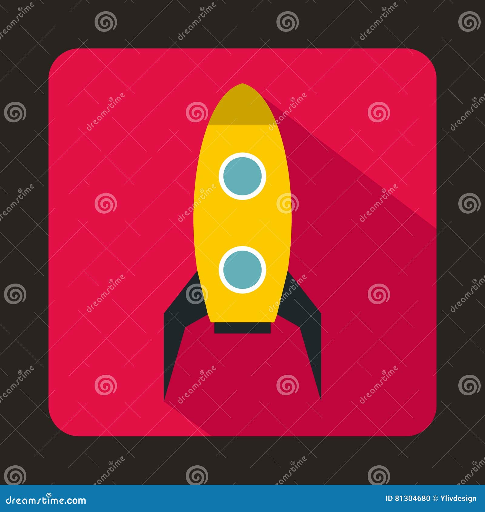 Rocket icon, flat style stock vector. Illustration of ship - 81304680
