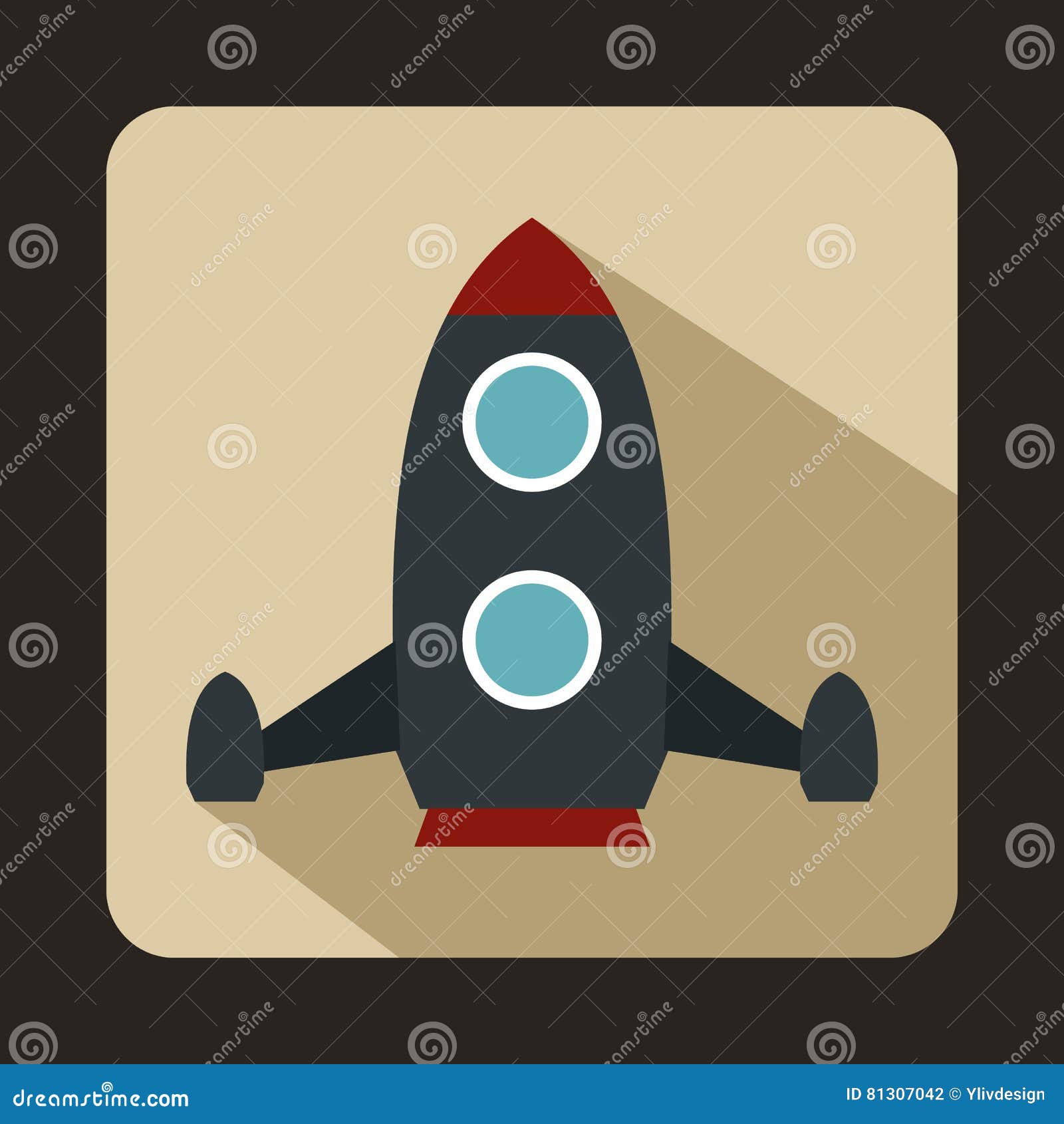 Rocket icon, flat style stock vector. Illustration of planet - 81307042